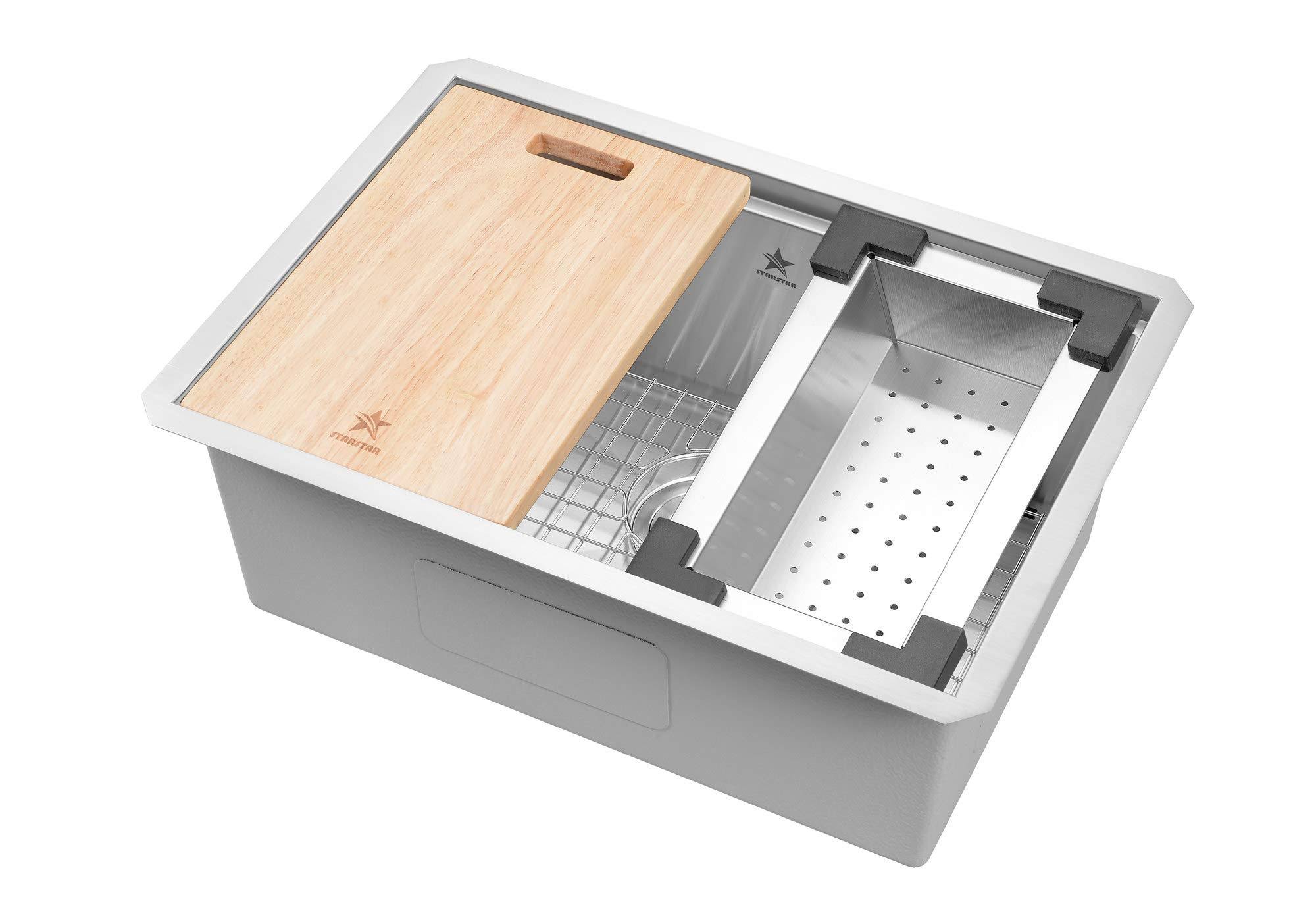 Starstar 28 inch Workstation Ledge Undermount Single Bowl 304 Stainless ...