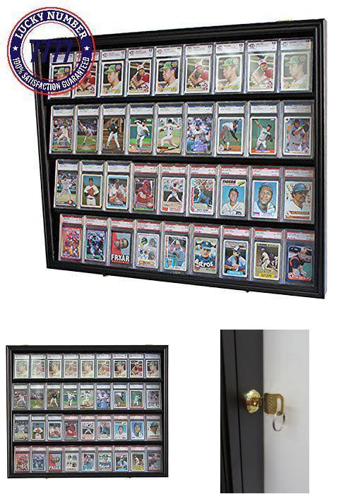 Lockable 36 Graded Sports Card Display Case, for Football, Baseball ...