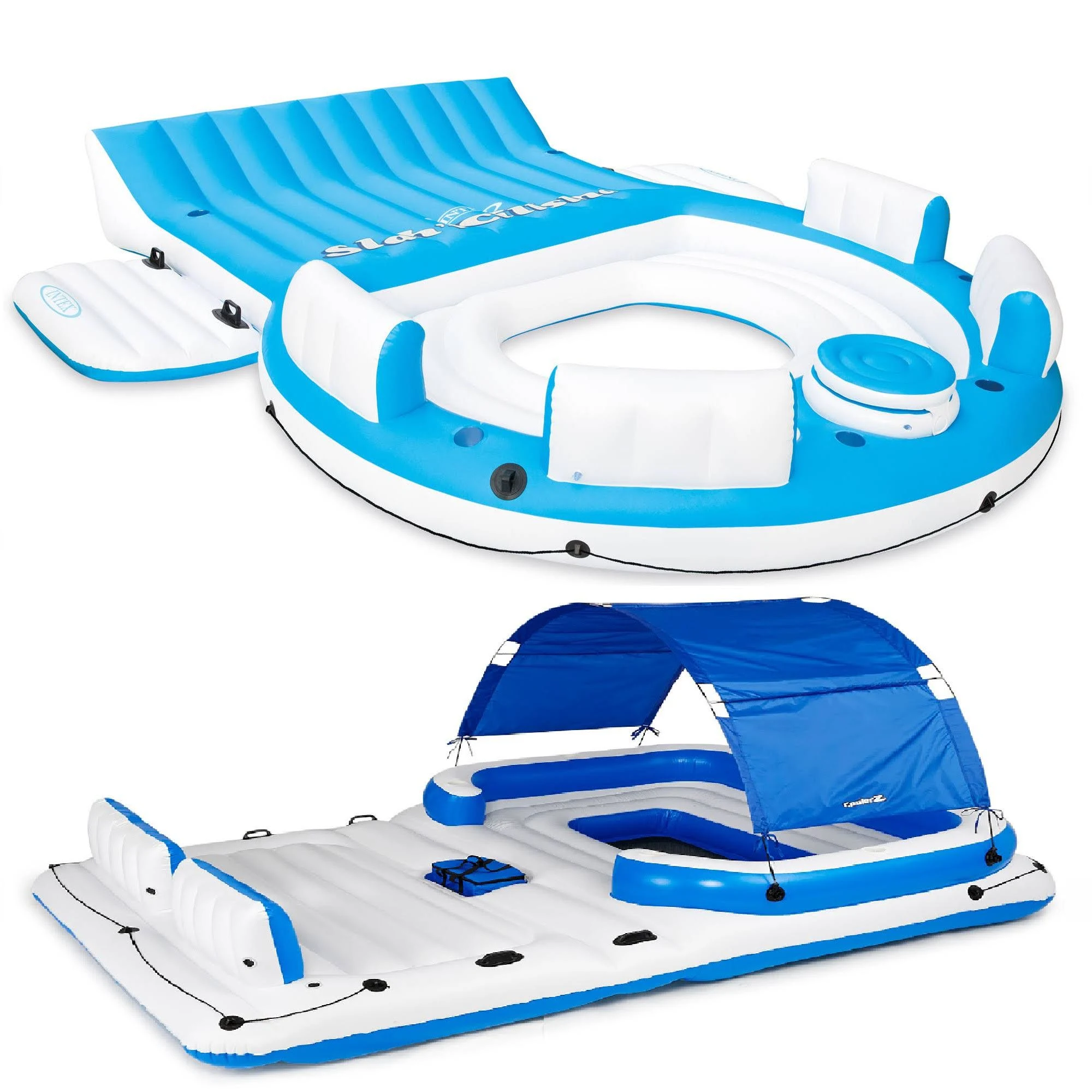 Intex Inflatable Island Lounger w/ Tropical Breeze 6 Person Floating ...