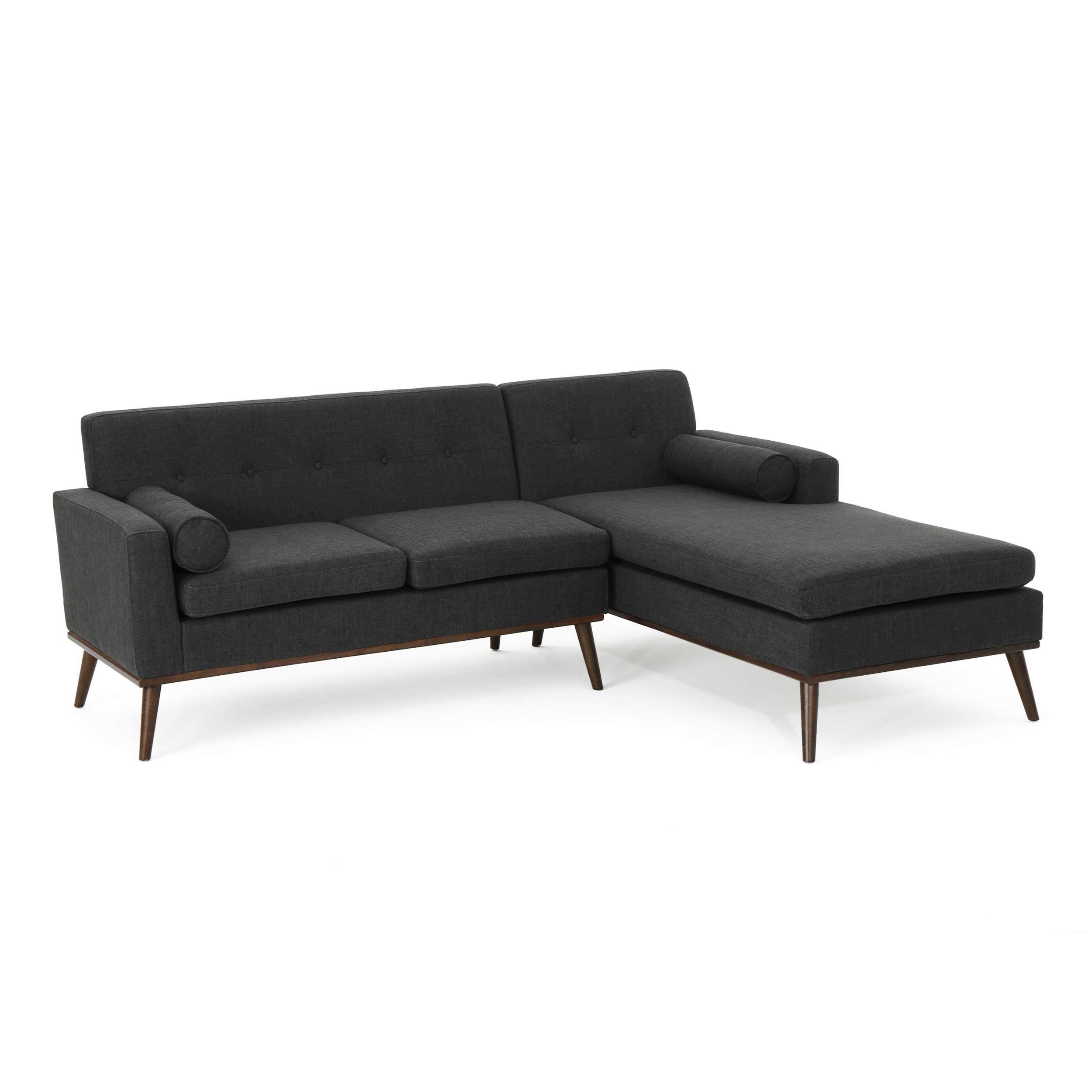 Sophia Mid Century Modern 2 Piece Fabric Sectional Sofa and Lounge Set ...