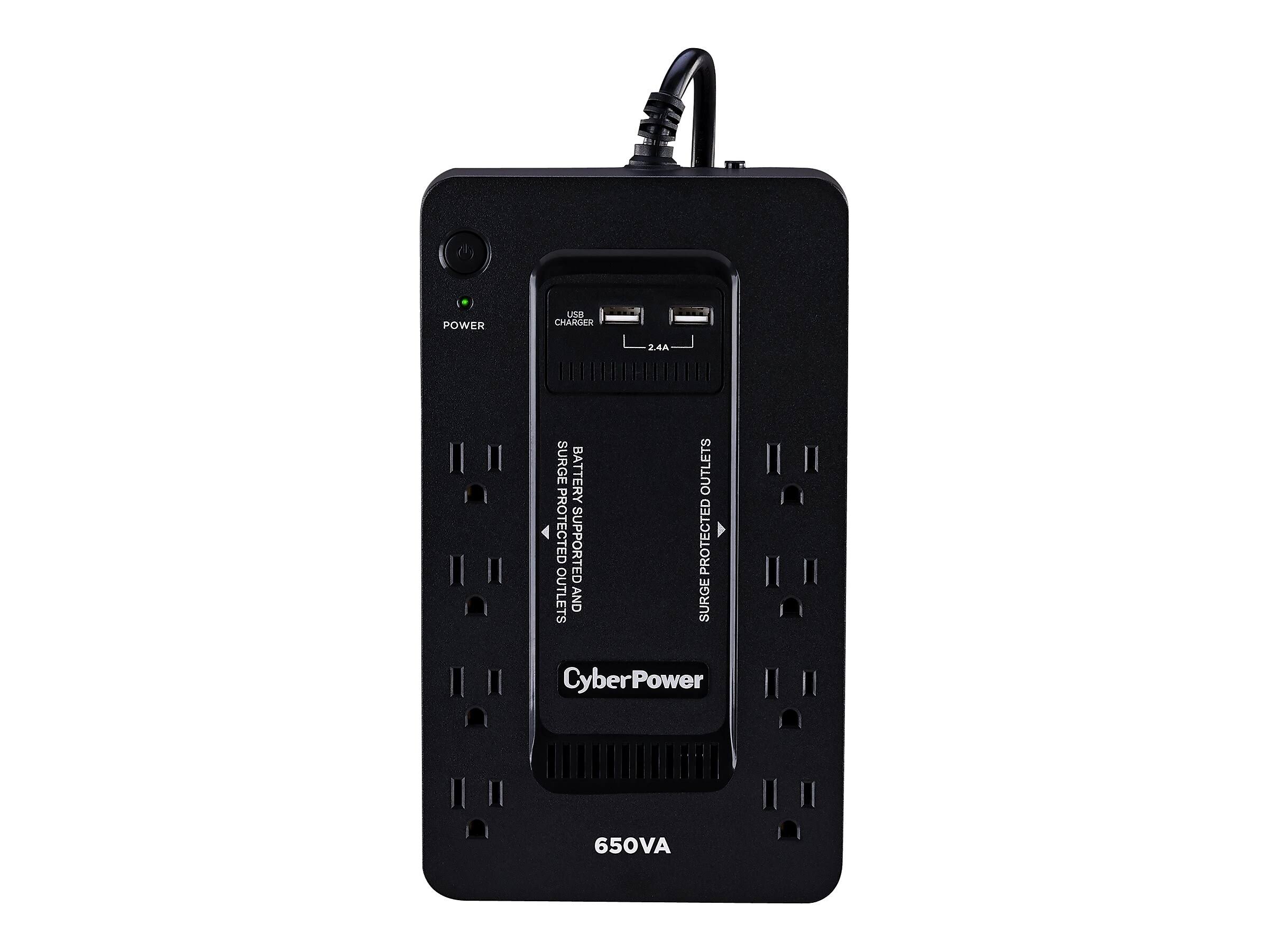 CyberPower 650VA 8-Outlet UPS Battery Backup with USB, Black - Ritoyou