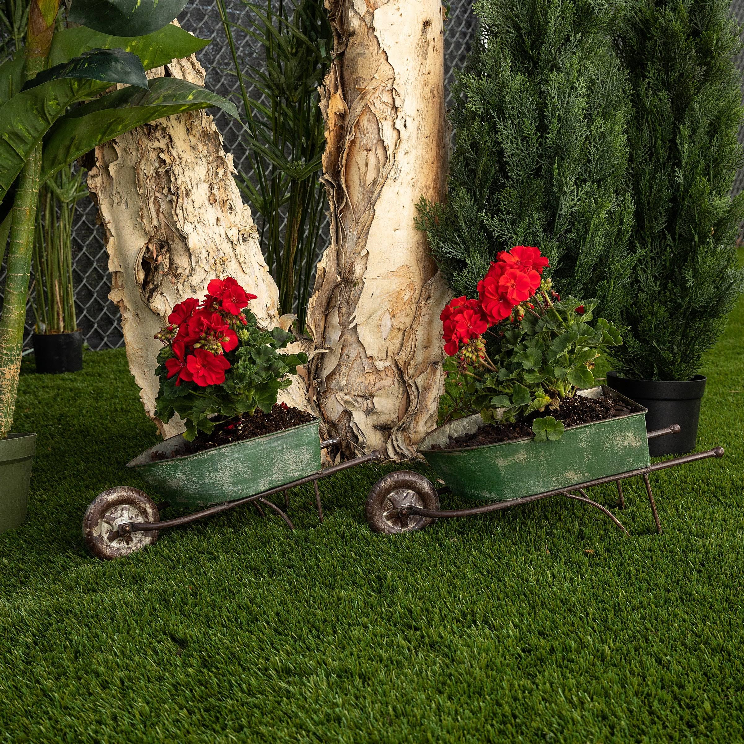 Alpine CORPORATION Green Rustic Wheelbarrow Garden Planter - Ritoyou