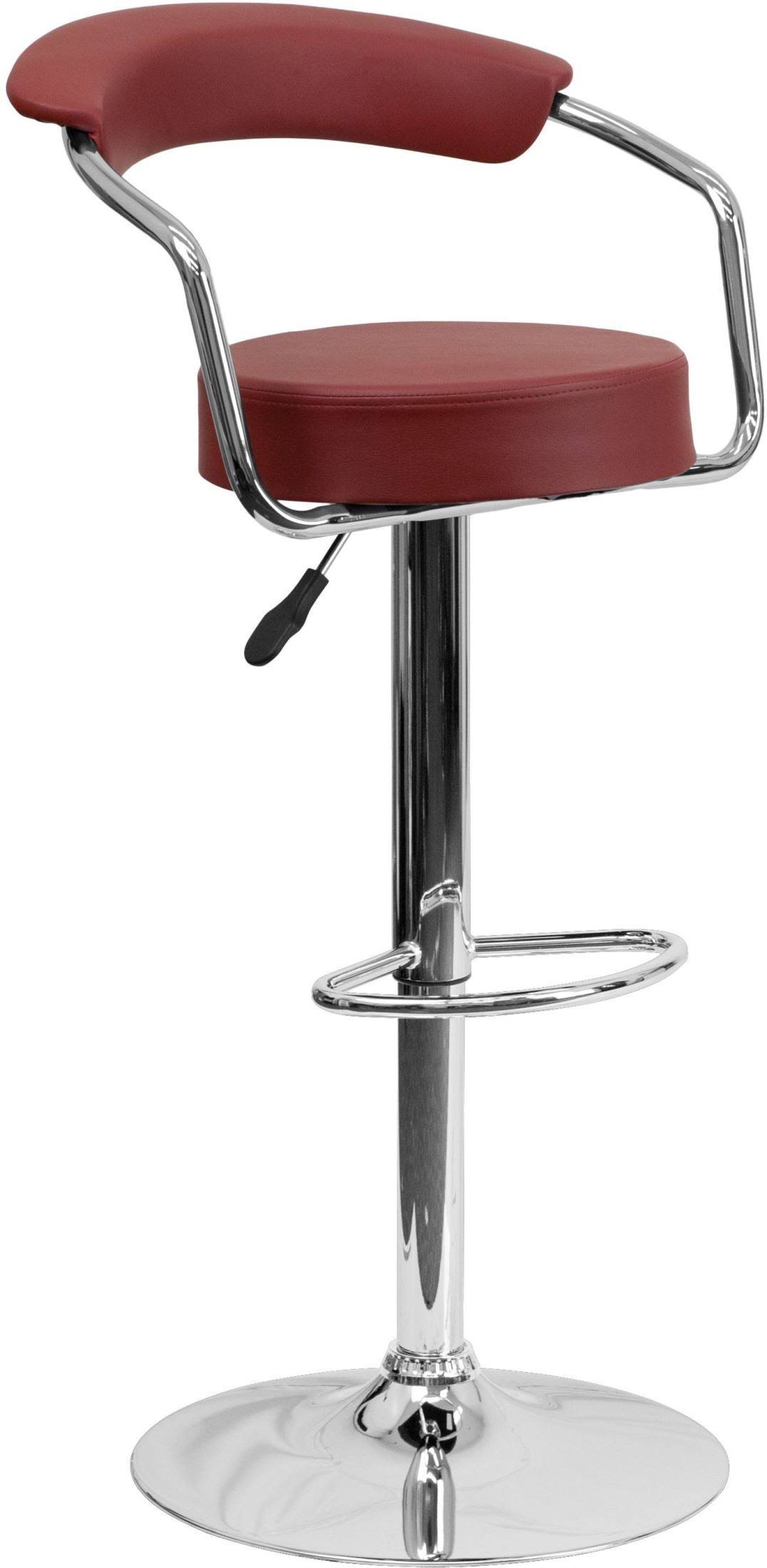 Flash Furniture Adjustable Bar Stool with Arms, Burgundy - Ritoyou