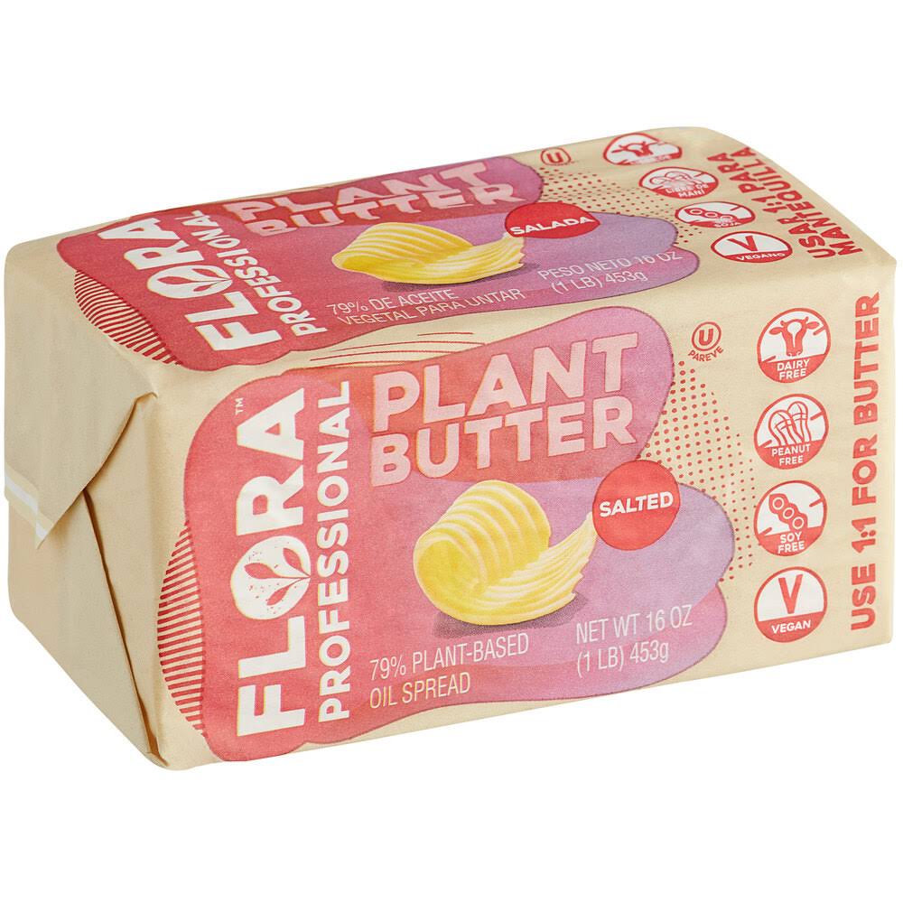 Flora Professional 1 lb. Plant-Based Vegan Salted Butter Brick - 36 ...