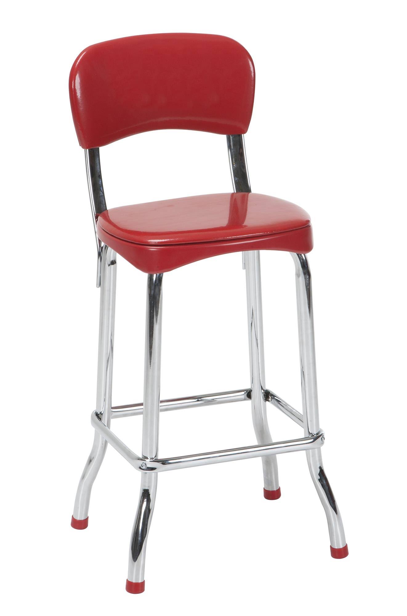 Cosco Retro Chrome 2-Piece High Top Chair, Red - Ritoyou