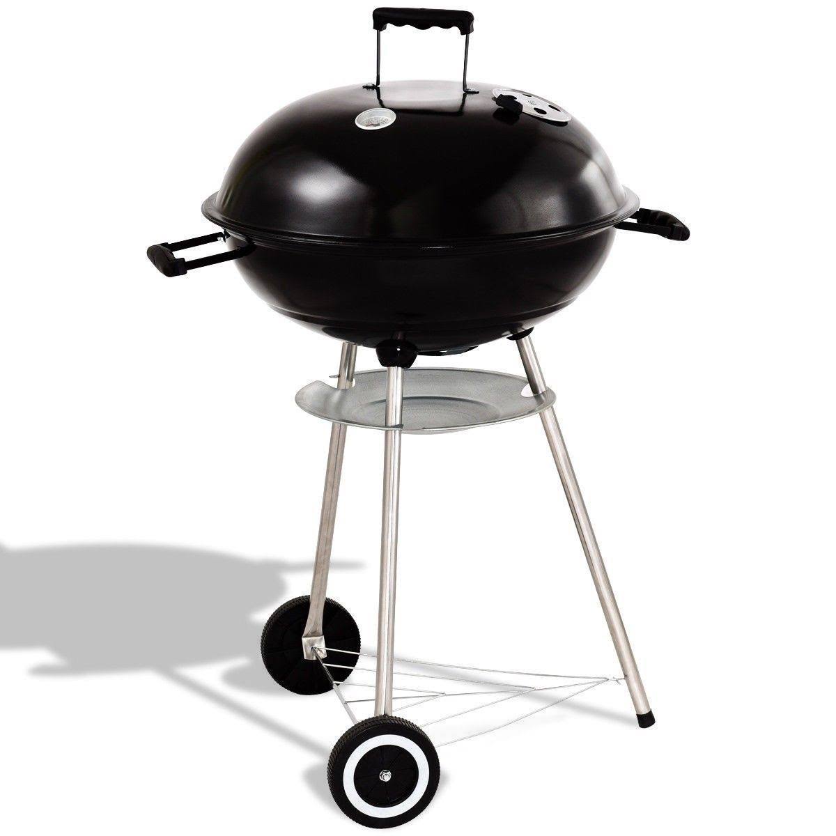 22.5x22 Outdoor Backyard Cooking Kettle Charcoal Grill with Wheels ...