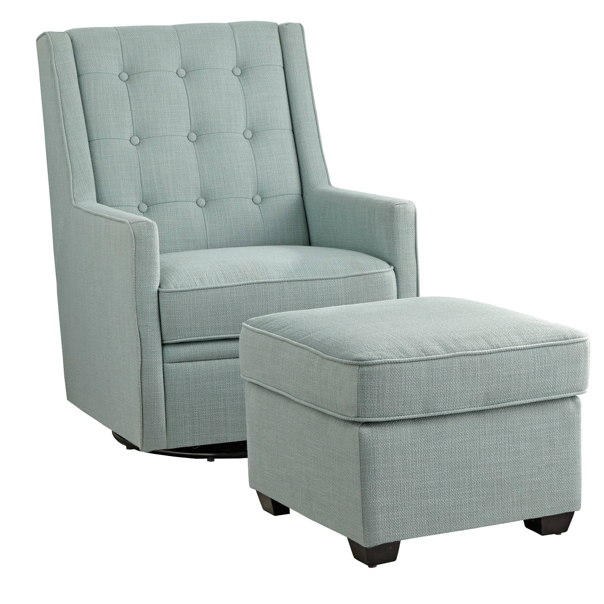 angelo:HOME Lillian Rocking Swivel Chair and Ottoman Blue - Ritoyou
