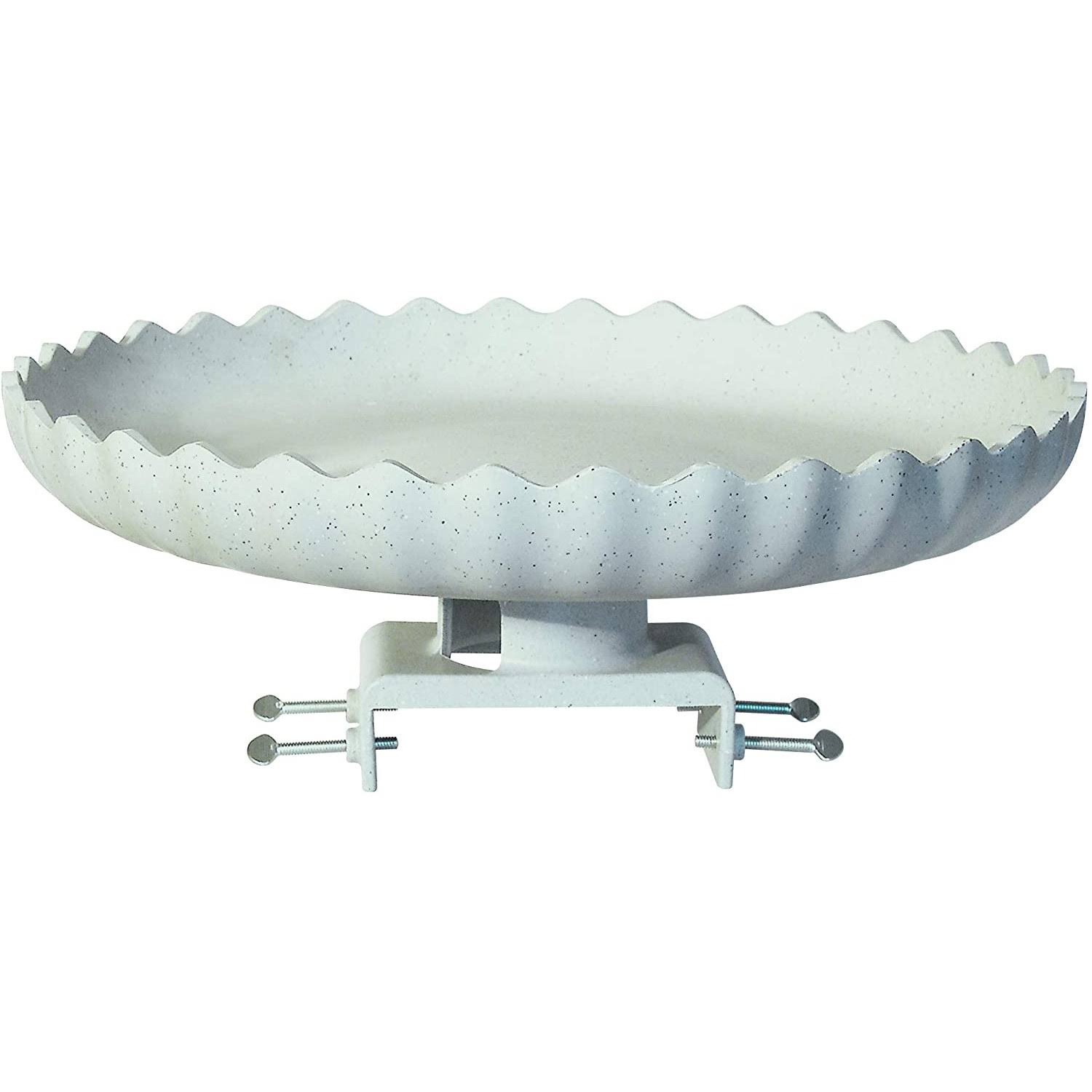 Farm Innovators Scalloped Birdbath w/Deck Mount Gray Stone - Ritoyou