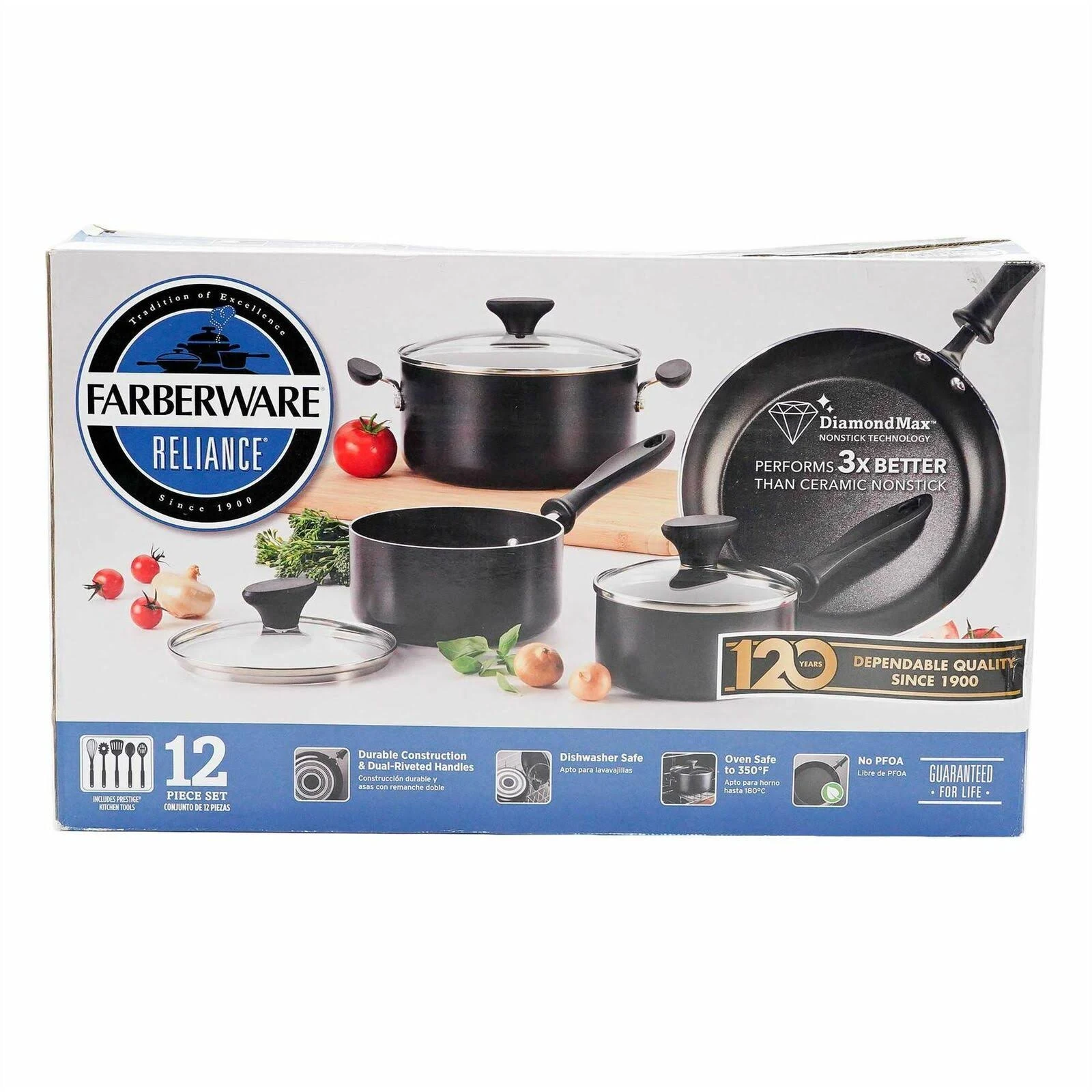 Farberware Reliance Nonstick Cookware Set 12 Piece - Black - Ritoyou