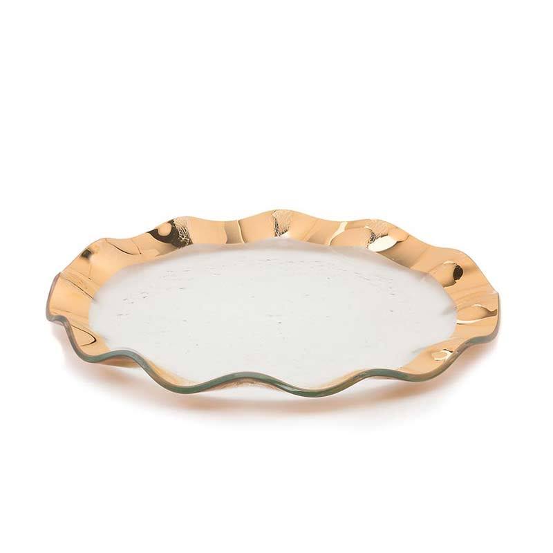Annieglass Ruffle Dinner PLATE, Gold - Ritoyou