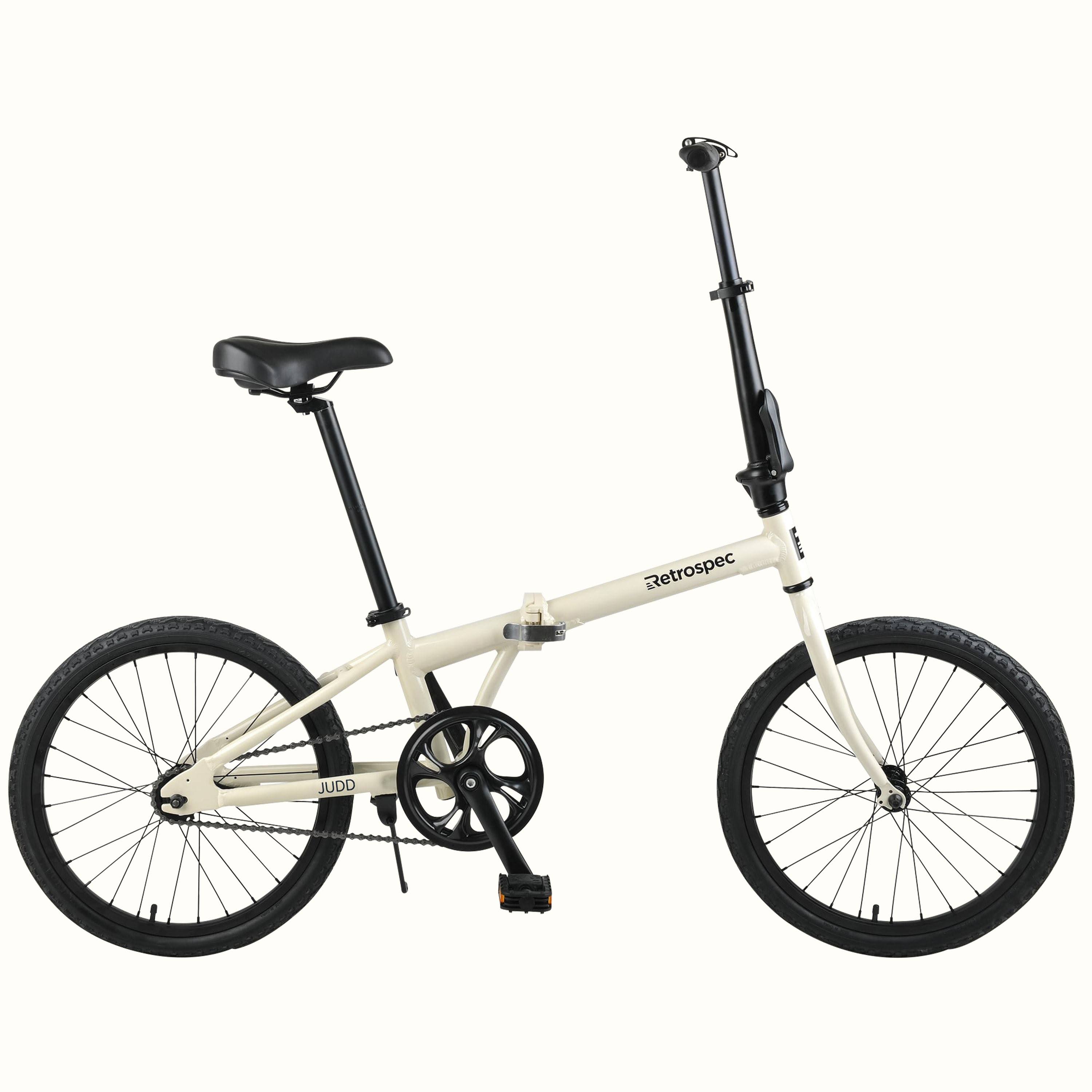 Retrospec Judd Single-Speed Folding Bike with Coaster BRAKE, Eggshell ...