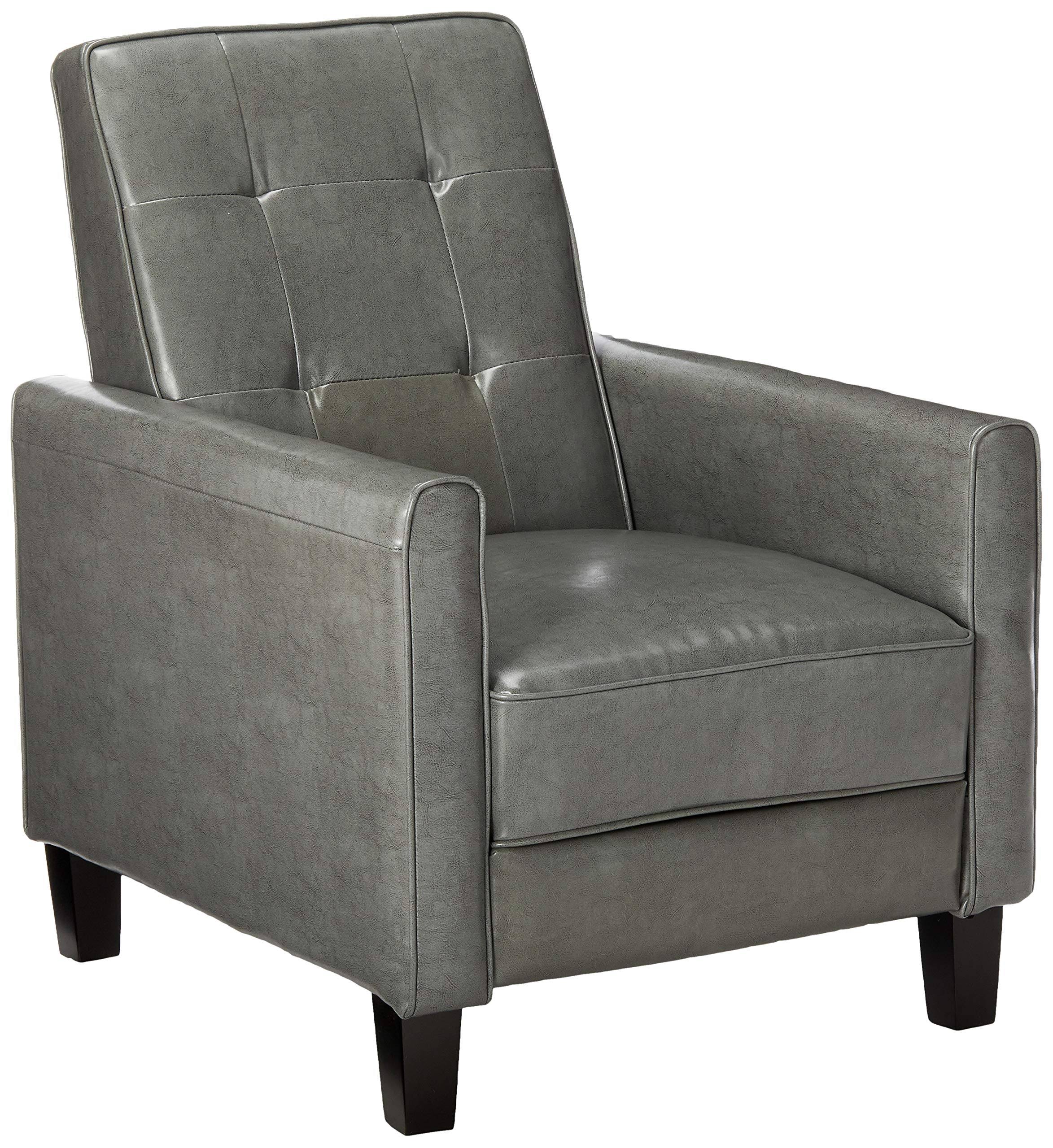 Elan Tufted Bonded Leather Recliner Chair - Grey - Ritoyou
