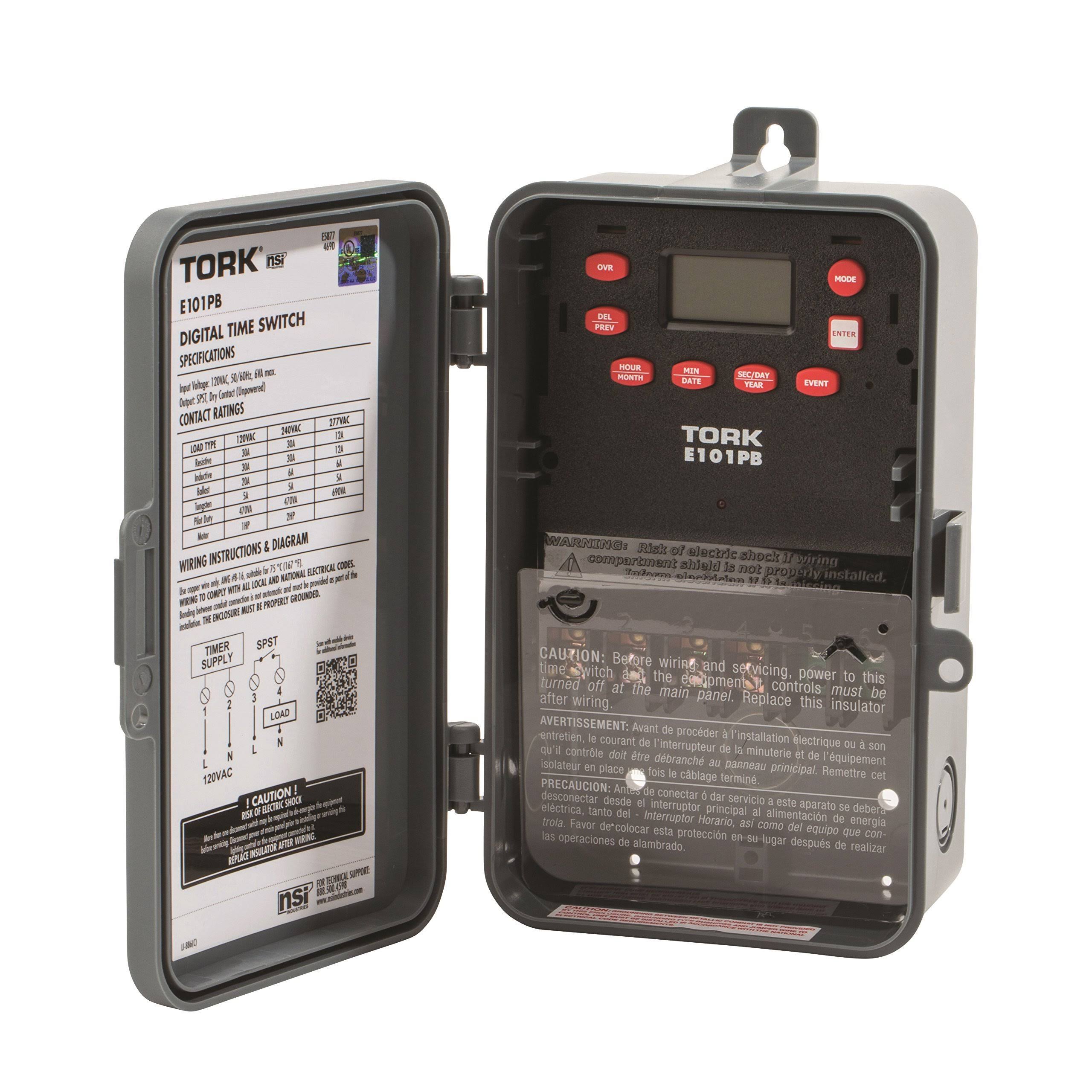 Tork E101PB Electronic Timer, 24 HR, SPST - Ritoyou