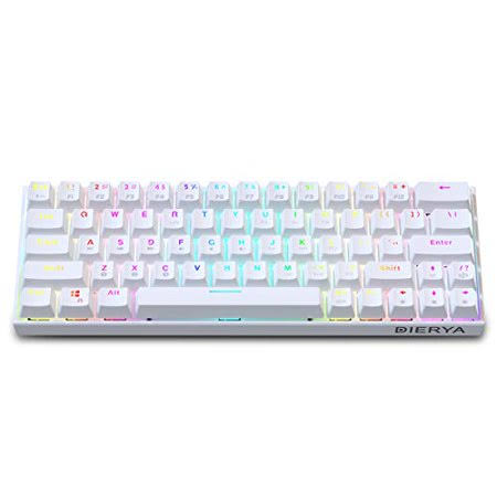 Dierya 60% Mechanical Gaming Keyboard - White Bluetooth 4.0 Wired ...