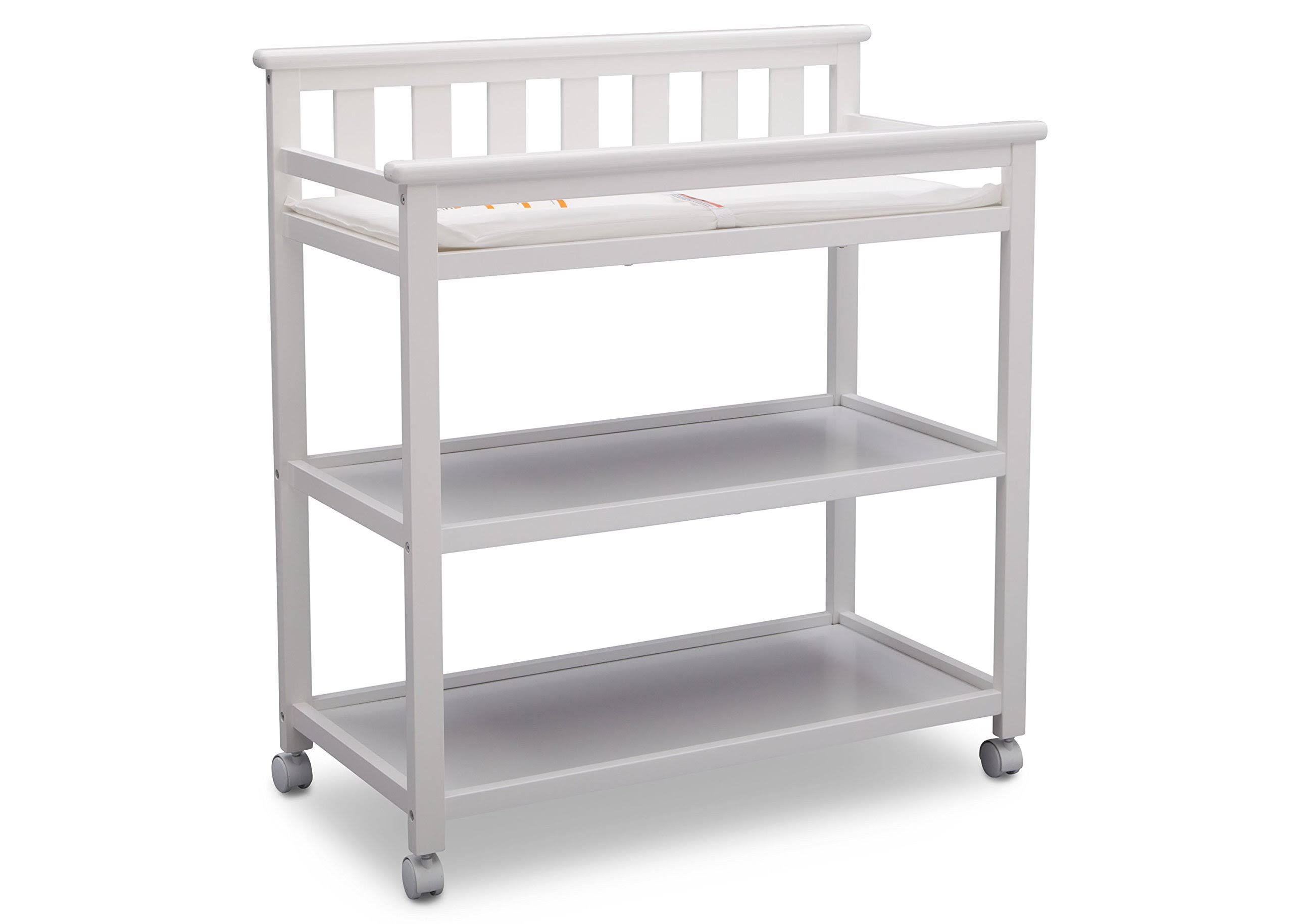 Delta Children Flat Top Changing Table with Casters - Bianca White ...