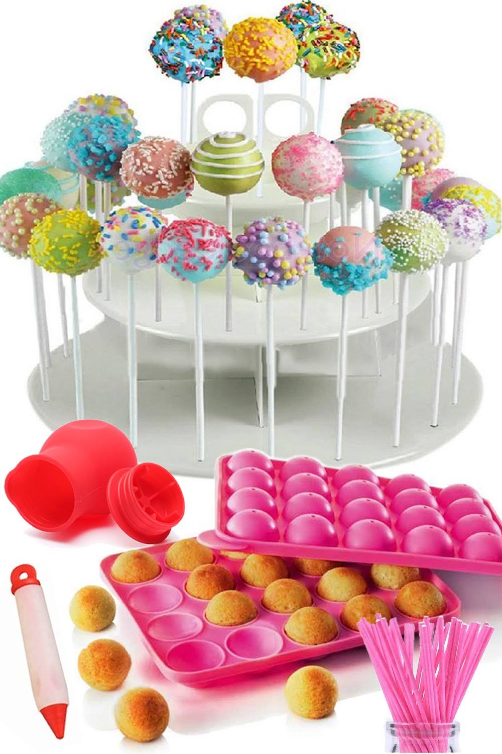 Complete Cake Pop Maker Kit - Jam Packed with Silicone Cakepop Baking ...