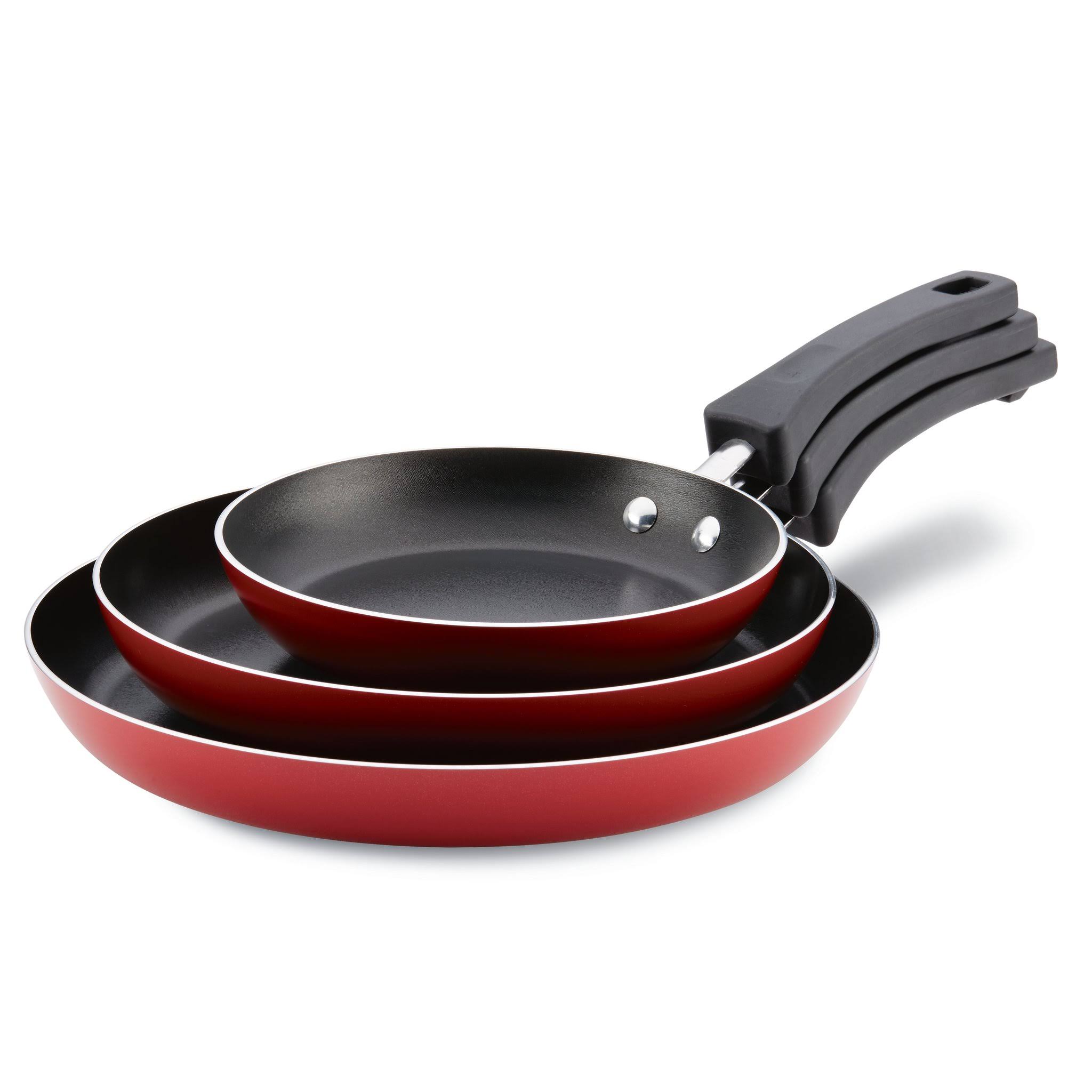 Farberware Neat Nest 3-Piece Skillet Set, Red - Ritoyou
