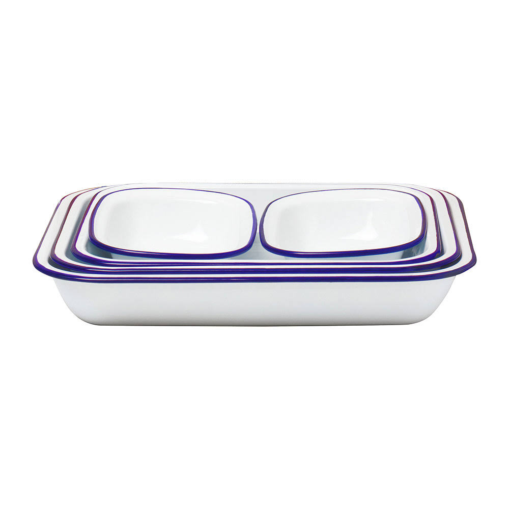 Falcon Enamelware Bake Set White and Blue Rim - Ritoyou