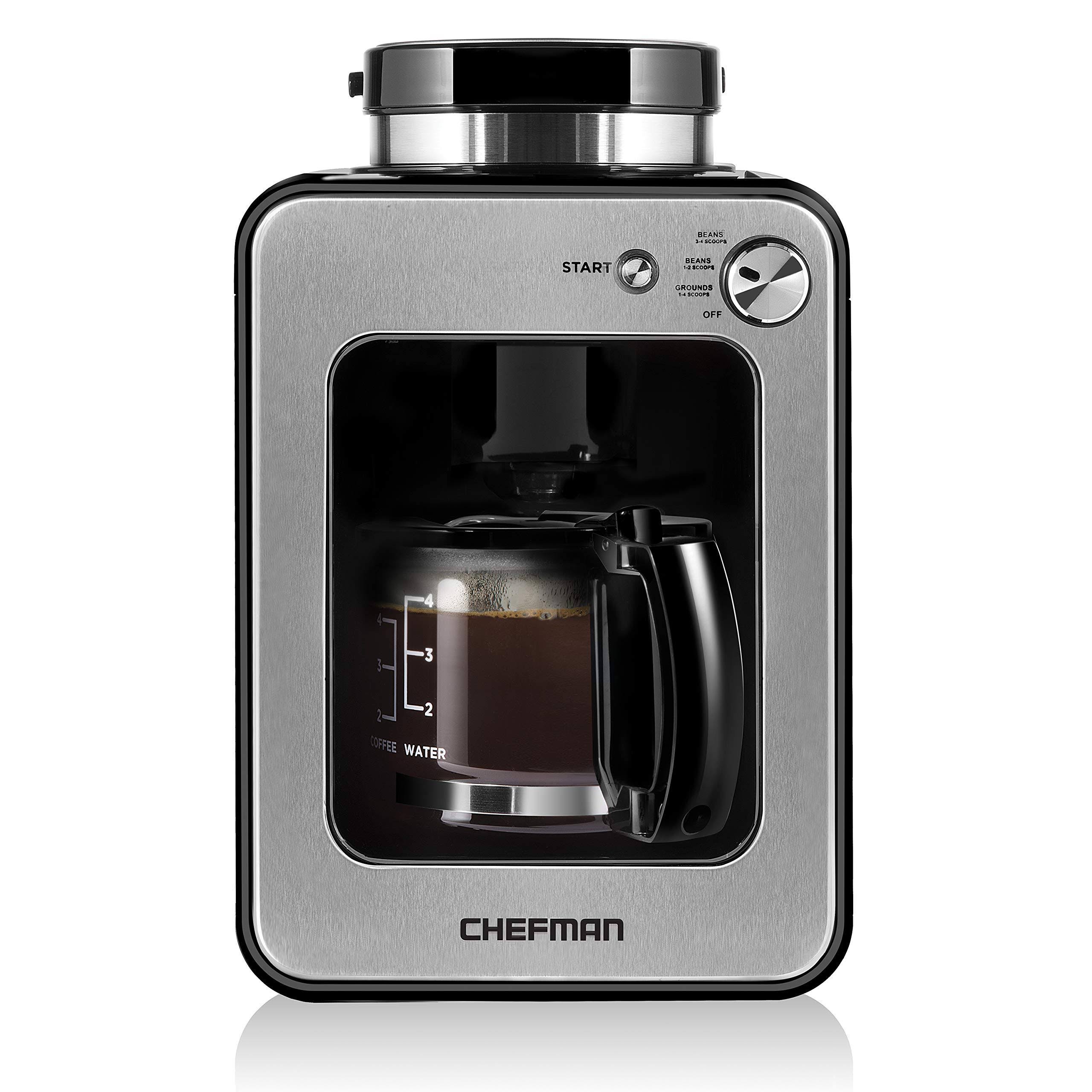 Chefman Grind and Brew 4-Cup Coffee Maker w/ Grinder - Black - Ritoyou