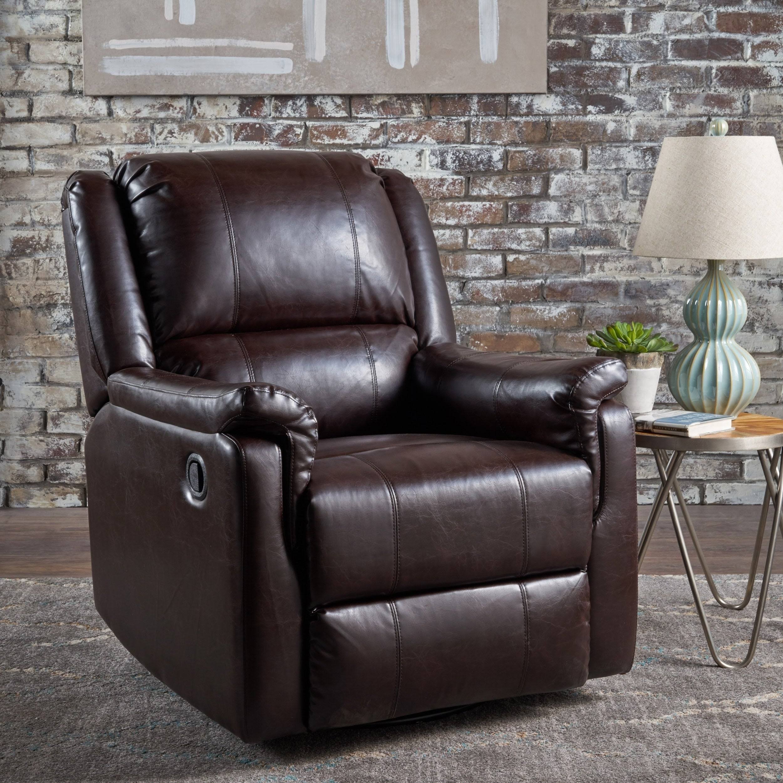 Christopher Knight Home Jennette Faux Leather Swivel Gliding Recliner ...