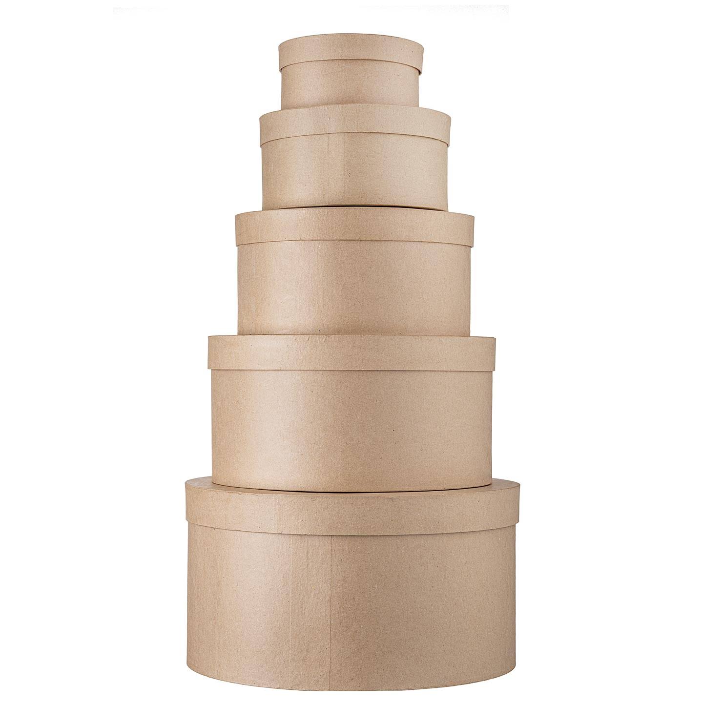 Darice Value Pack Paper Mache Round Box Set, 6/8/10/12/14 Inches - Ritoyou