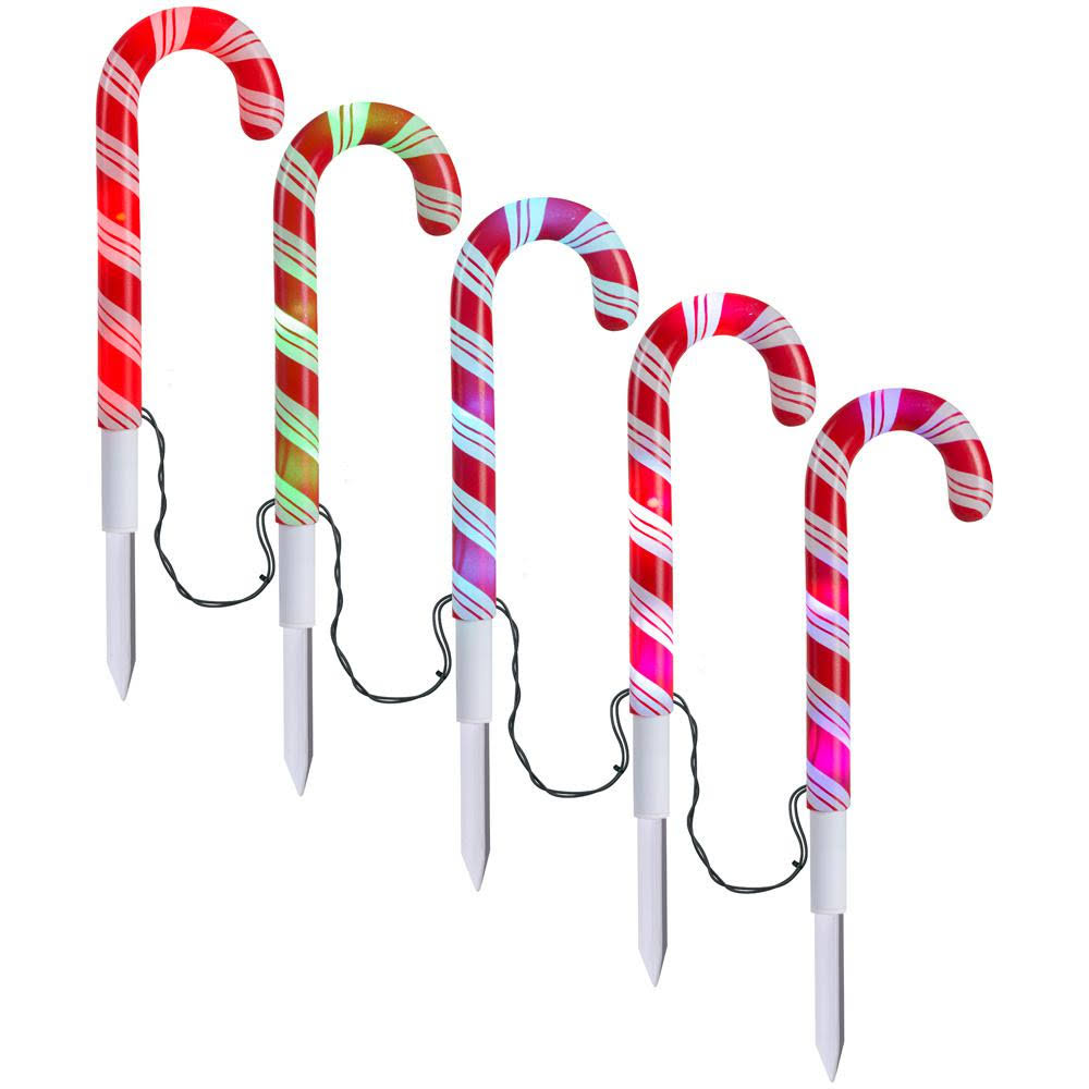 18.11 in. Lightshow Candy Cane Pathway Stake (1 Set of 5) - Ritoyou