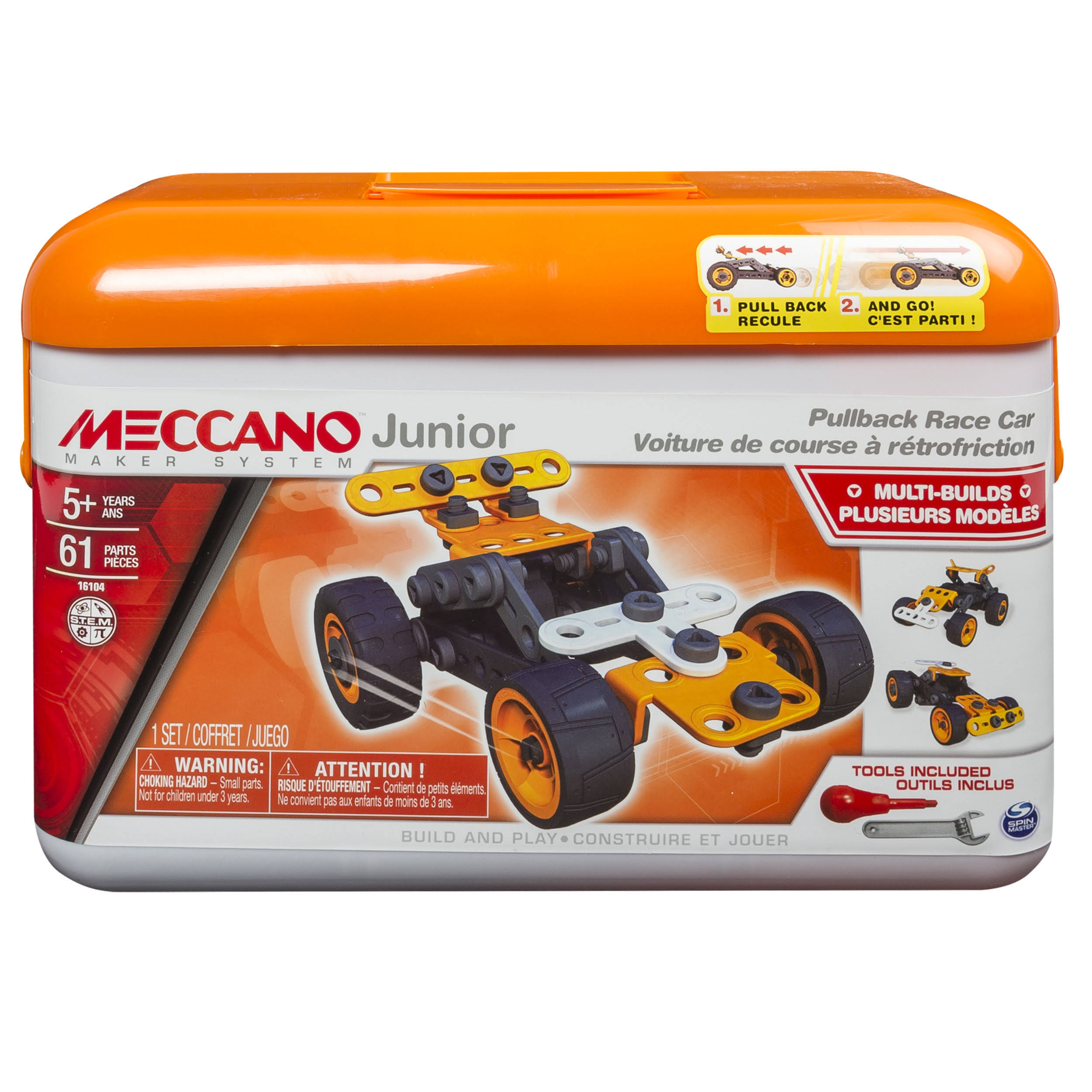 Meccano Junior Toolbox Pullback Race Car 5 Model Set - Ritoyou