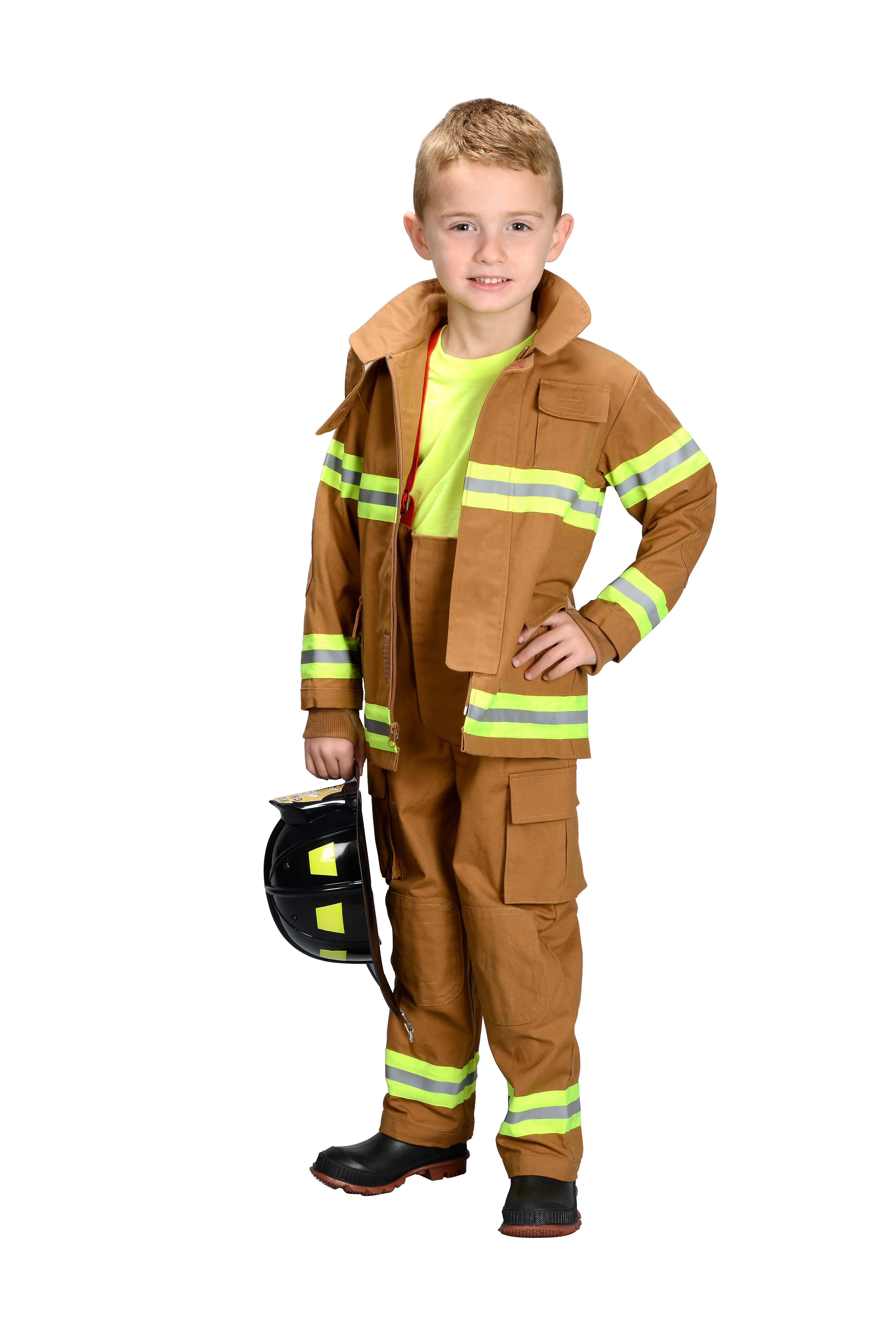 Aeromax Jr. Fire Fighter Suit Costume, Fire/Tan, Size 4-6 Years - Ritoyou
