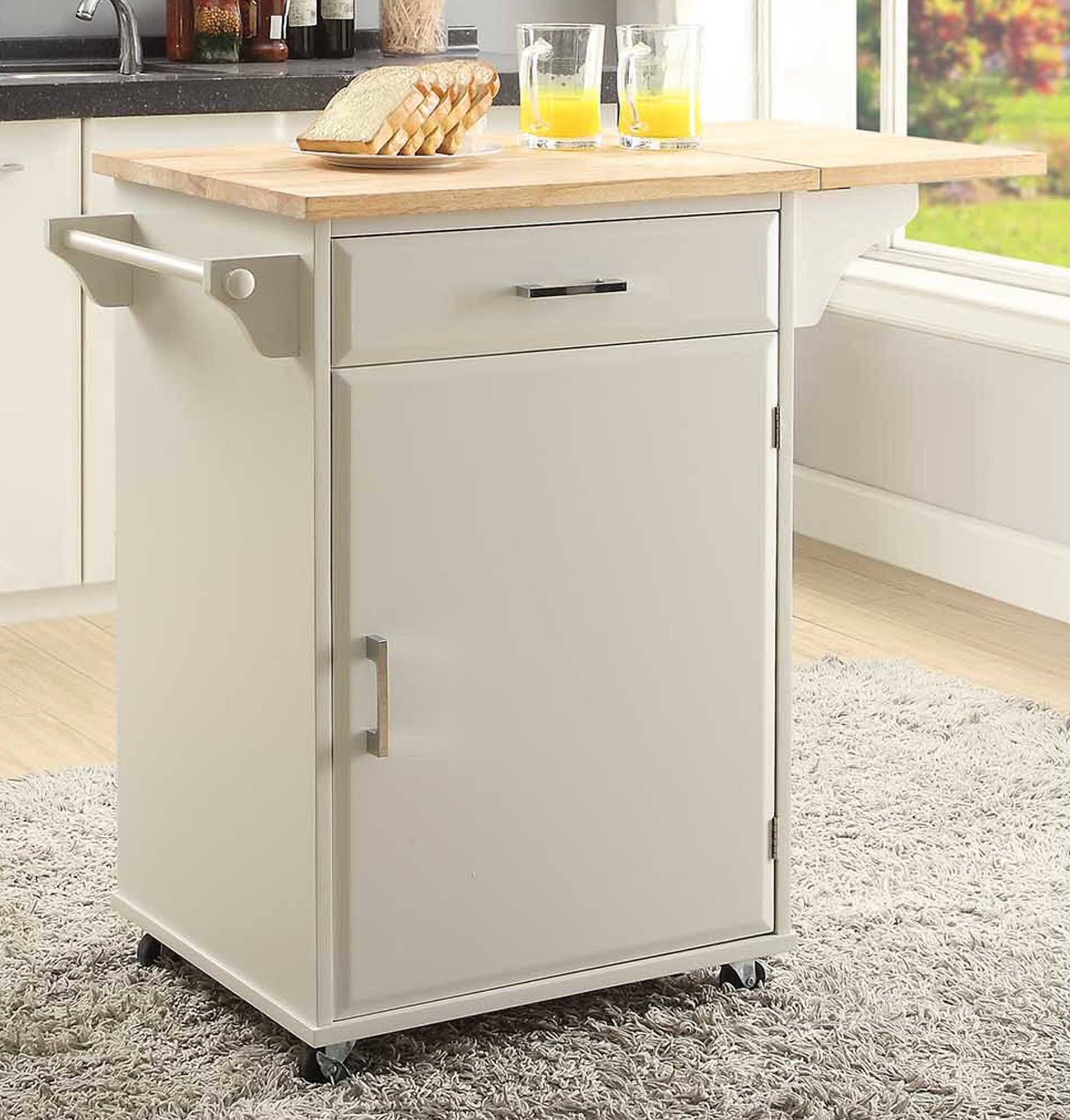 Ebern Designs Morabito Kitchen Cart Base Finish: White - Ritoyou
