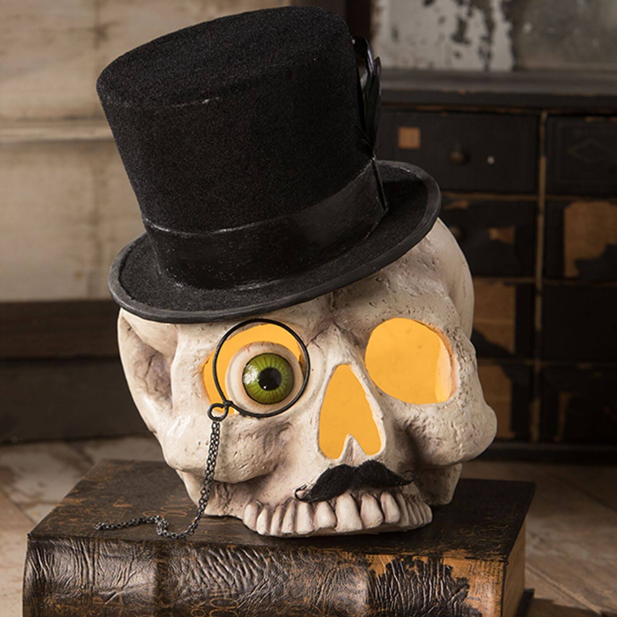 8x22 White and Black Vintage Skeleton Skull Halloween Tabletop Decor ...
