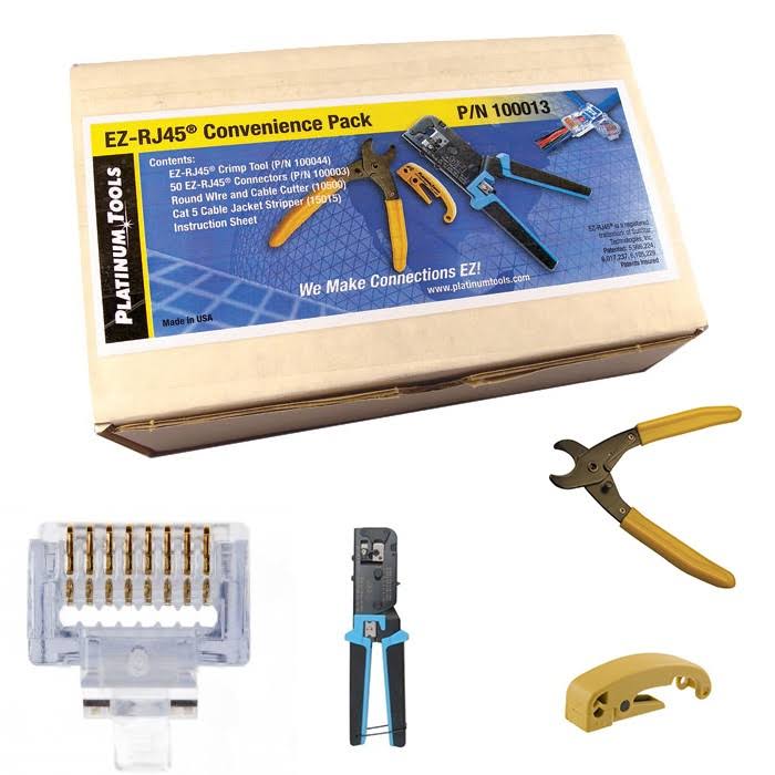 Platinum Tools 100012 EZ-RJ45 Termination Kit Crimp Cut Strip 50 Cat 5 ...