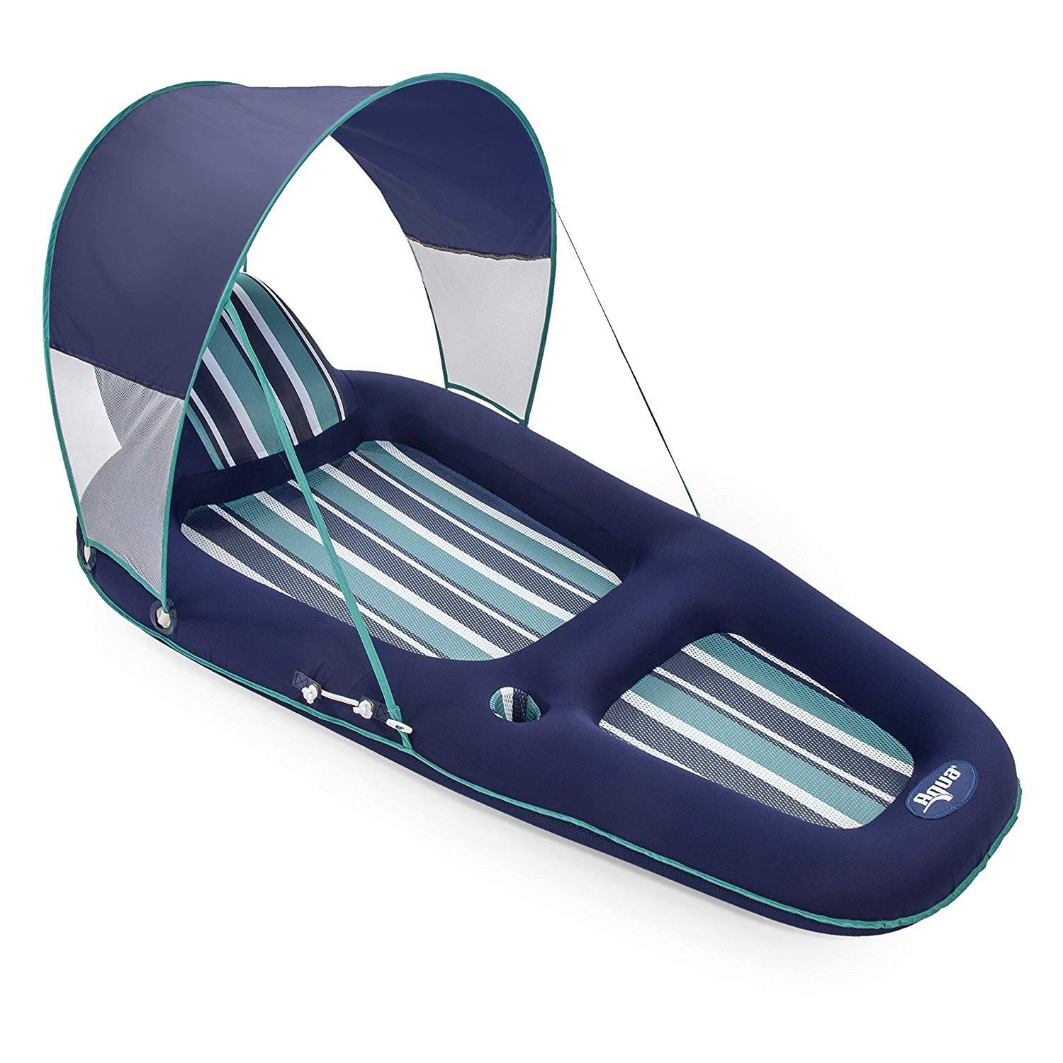 Aqua Oversized Deluxe Inflatable Pool Lounger Float with Sunshade ...