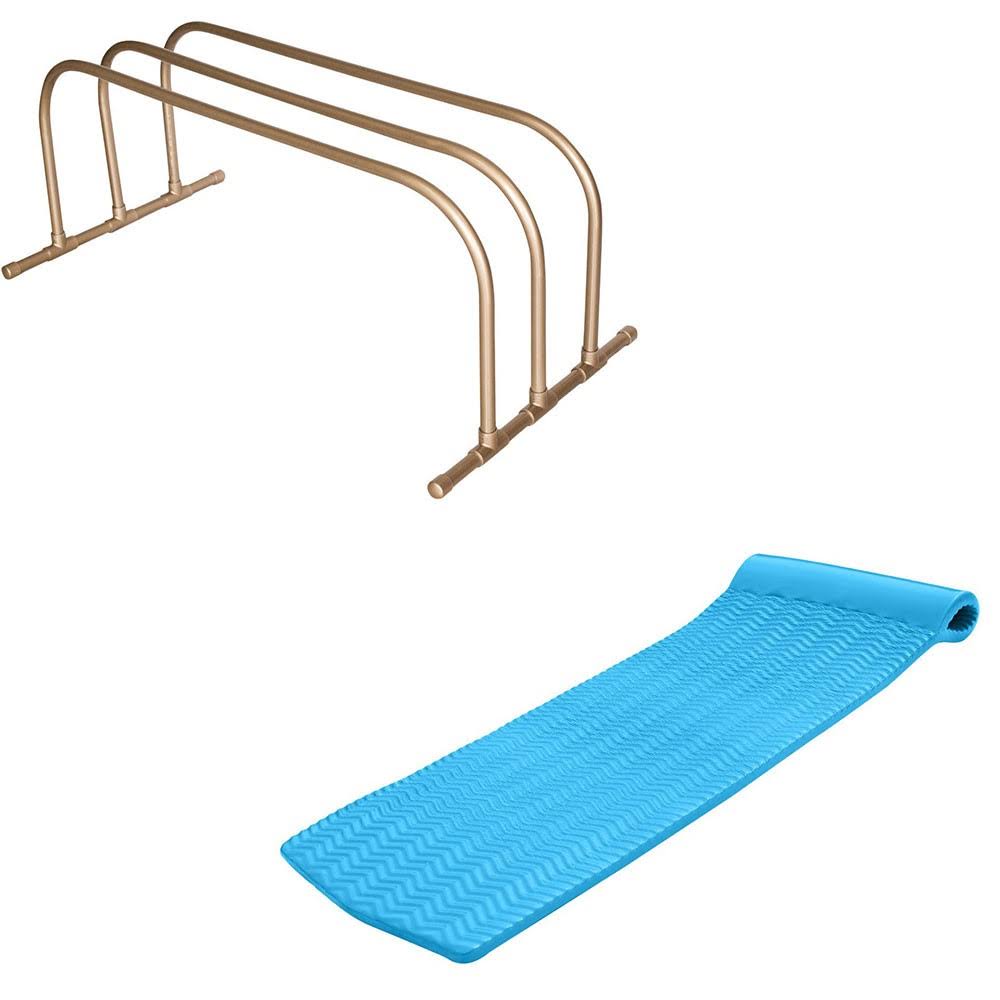 TRC Recreation PVC Pool Float Storage Drying Rack w/ Foam Lounger ...