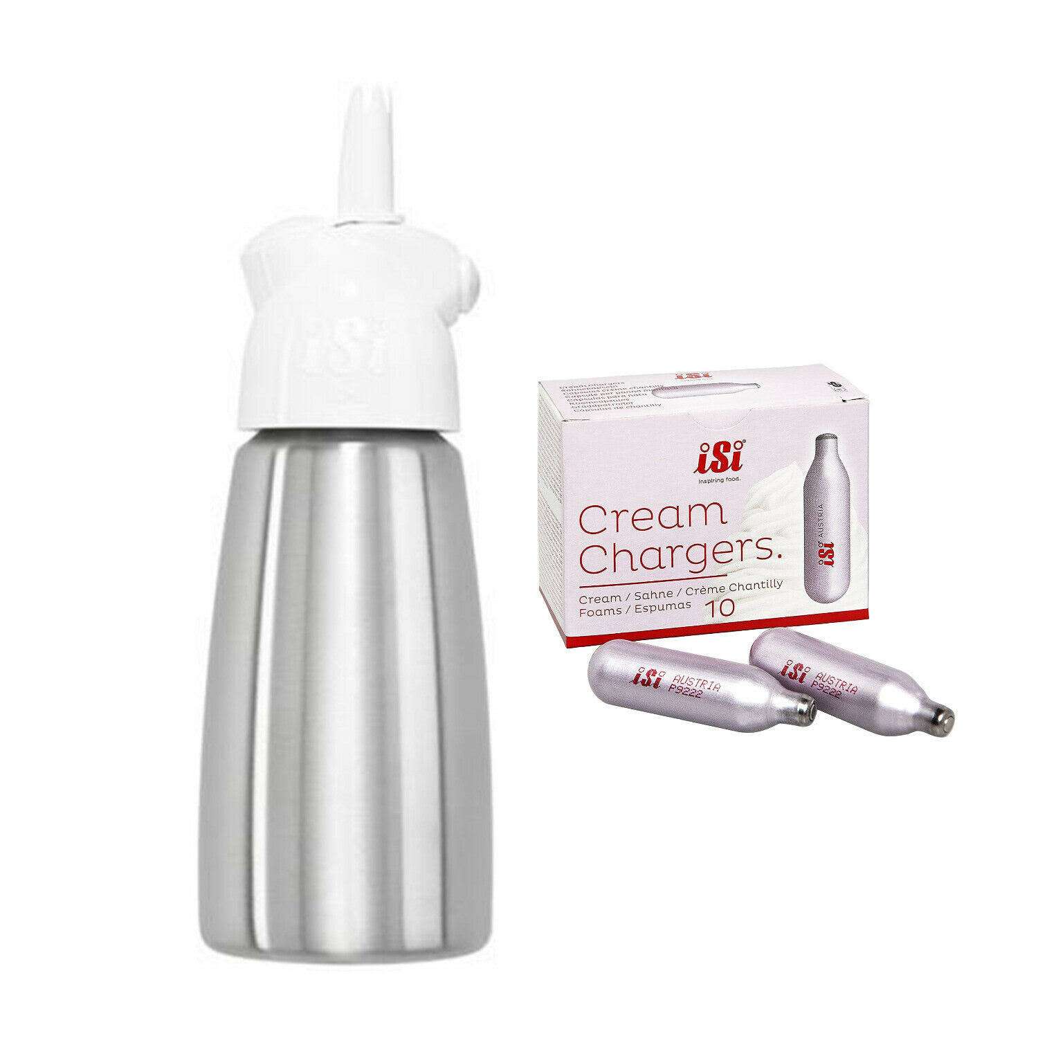 iSi Easy Whip Mini Plus 1/2 Pint White with Pro Cream Chargers 10 Pack ...
