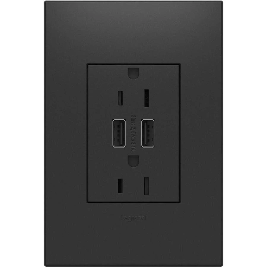 Legrand Dual USB Plus-Size Outlet Combo with Matching Wall Plate - Ritoyou