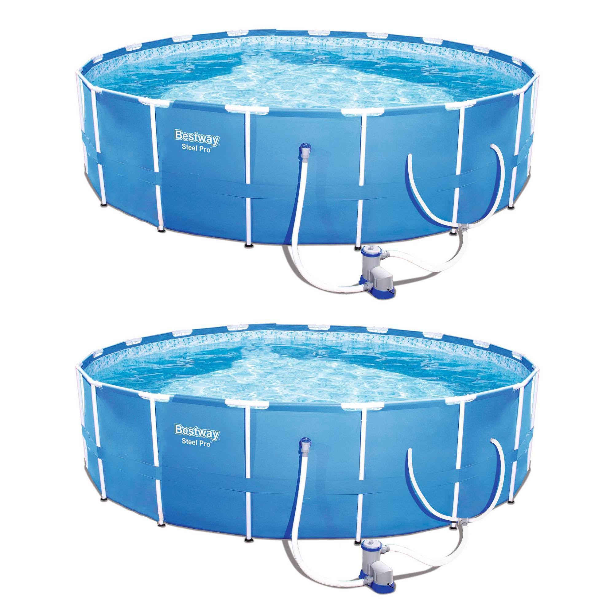 Bestway Steel Pro 12ft x 30in Frame Above Ground Pool Set w/ 2 Pack Filter Pump - Ritoyou