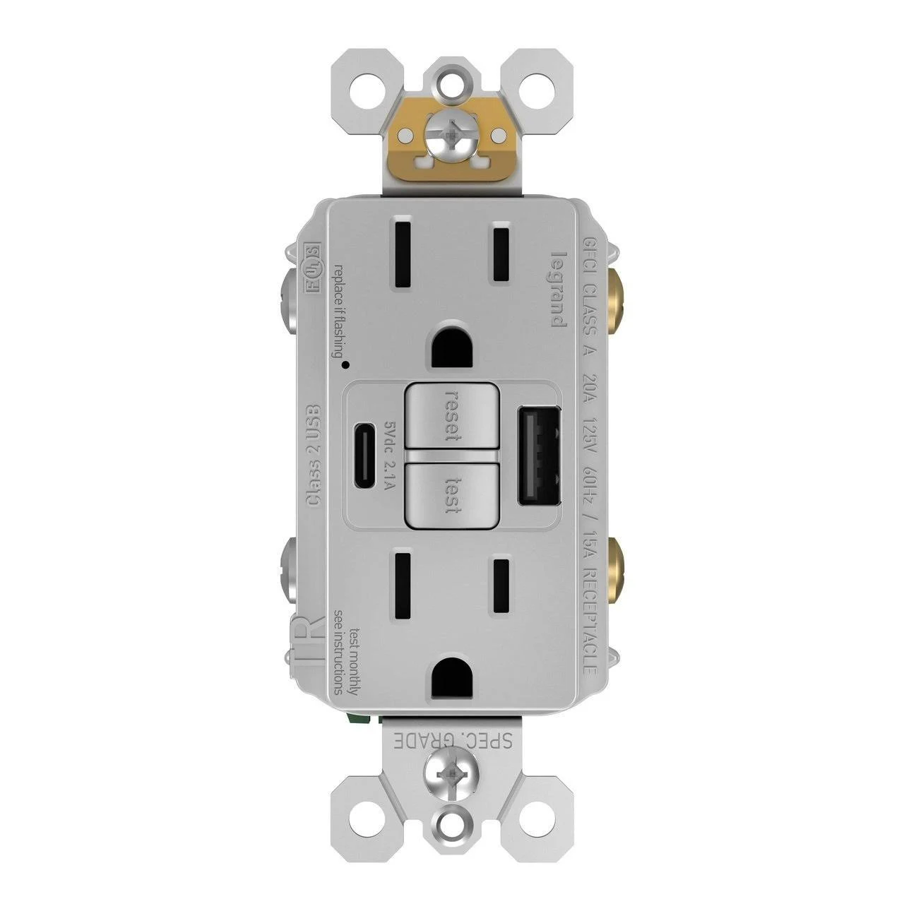 GFCI with Usb-ac Charging Combo Outlet, TR, 15A, Light Almond - Ritoyou