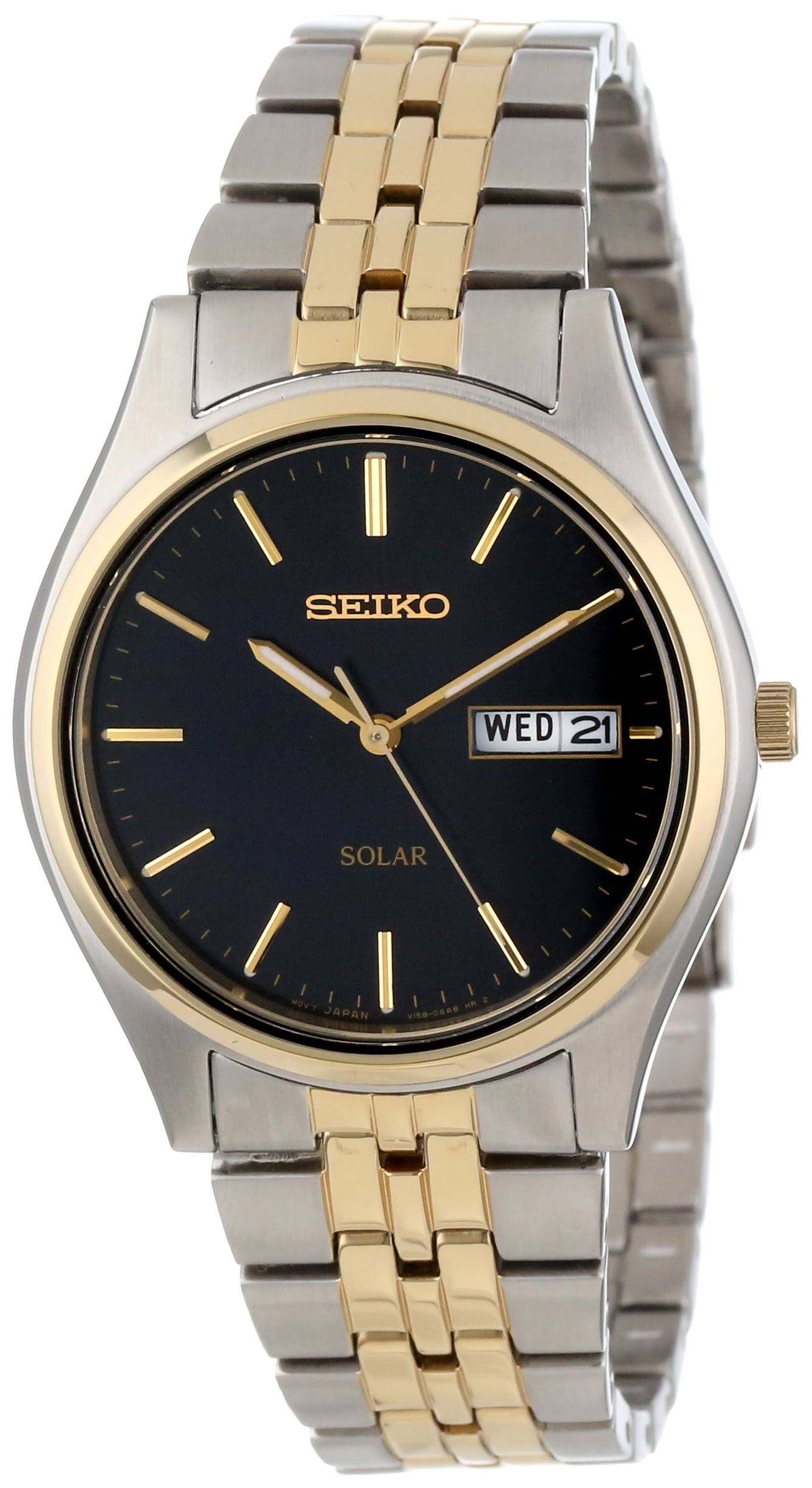 Seiko Solar Blue Dial Two-Tone Men&s Watch SNE034 - Ritoyou