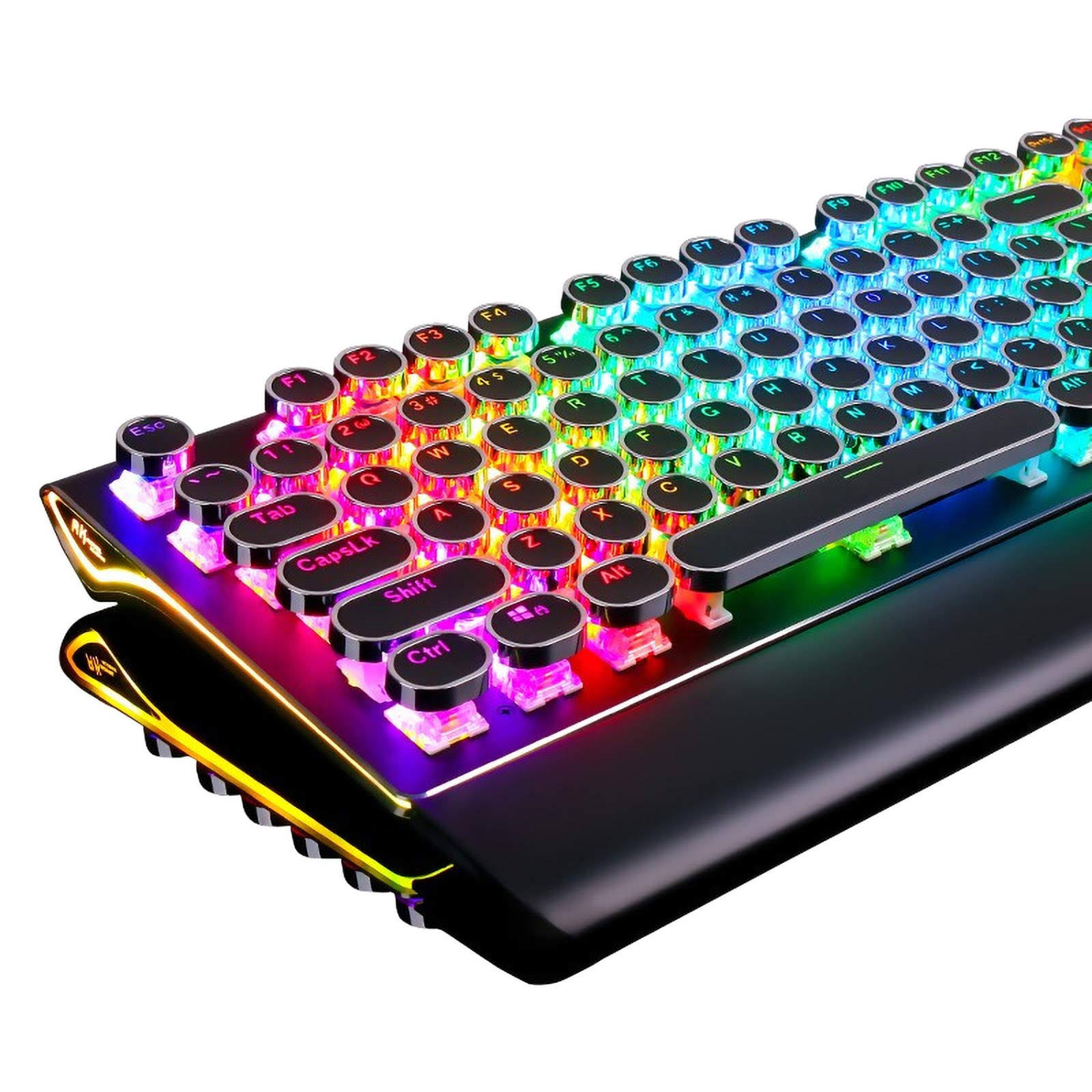 DoubleW Typewriter Style Mechanical Gaming Keyboard with True RGB Backlit, Detachable Wrist Rest ...