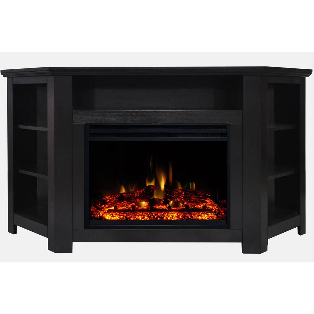 Stratford Electric Fireplace Heater with 56x22 Black Corner TV Stand ...