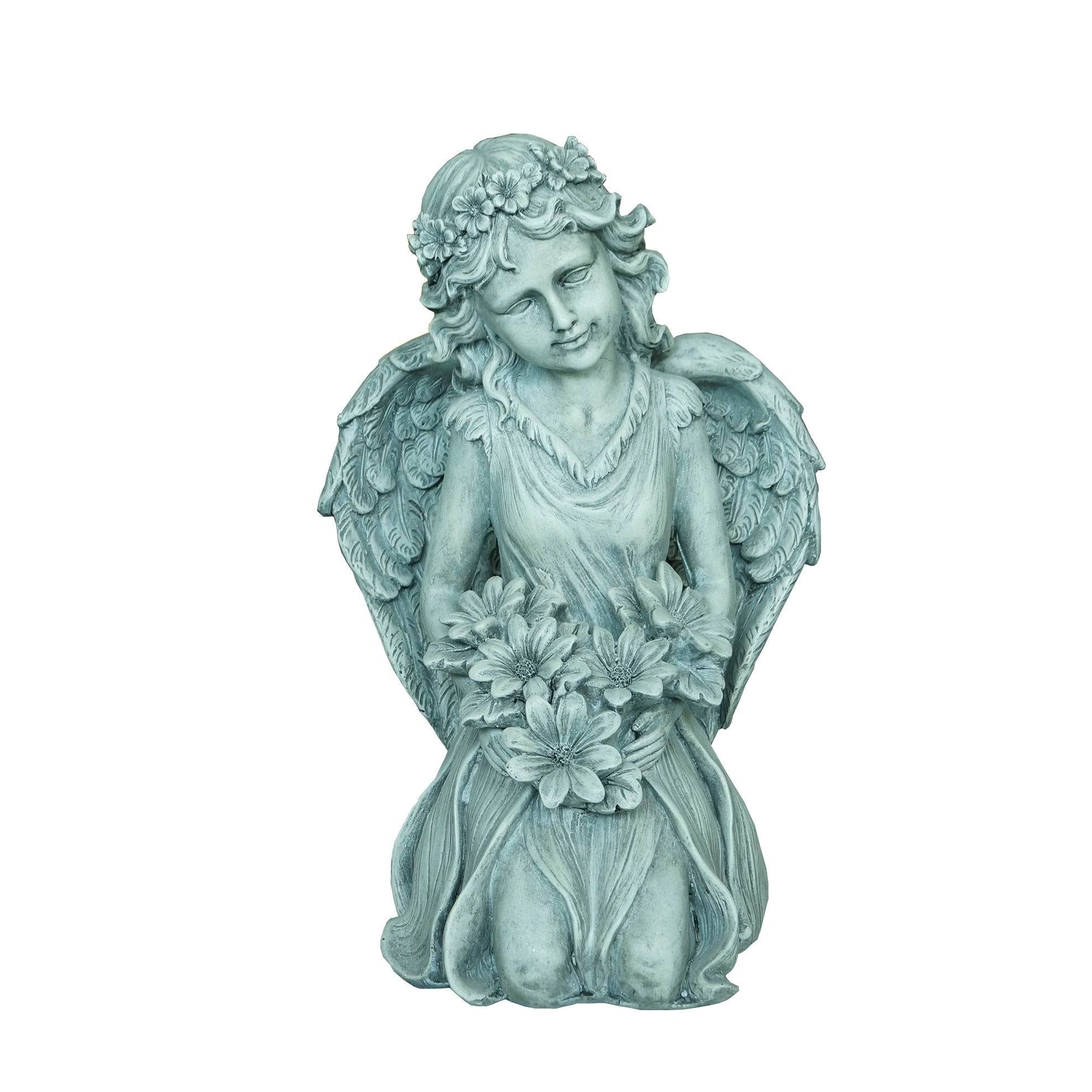 Hi-Line Gift LTD Angel Kneeling Holding Flowers Statue - Ritoyou