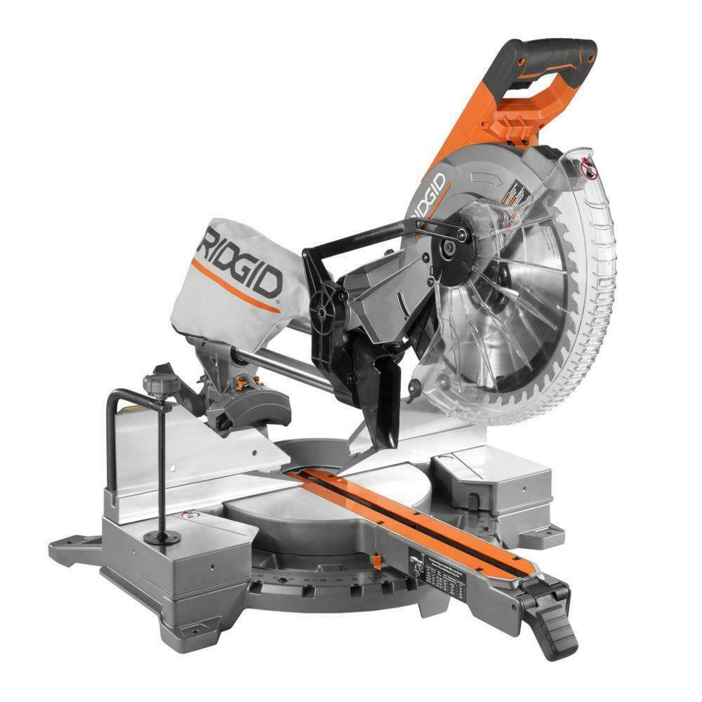Ridgid 15 Amp Corded 12 in. Dual Bevel Sliding Miter Saw with 70 Miter ...