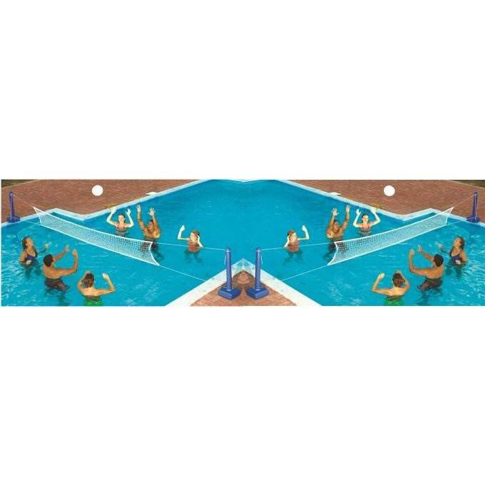 2 Swimline 9186 Cross Inground Swimming Pool Fun Volleyball Net Game ...