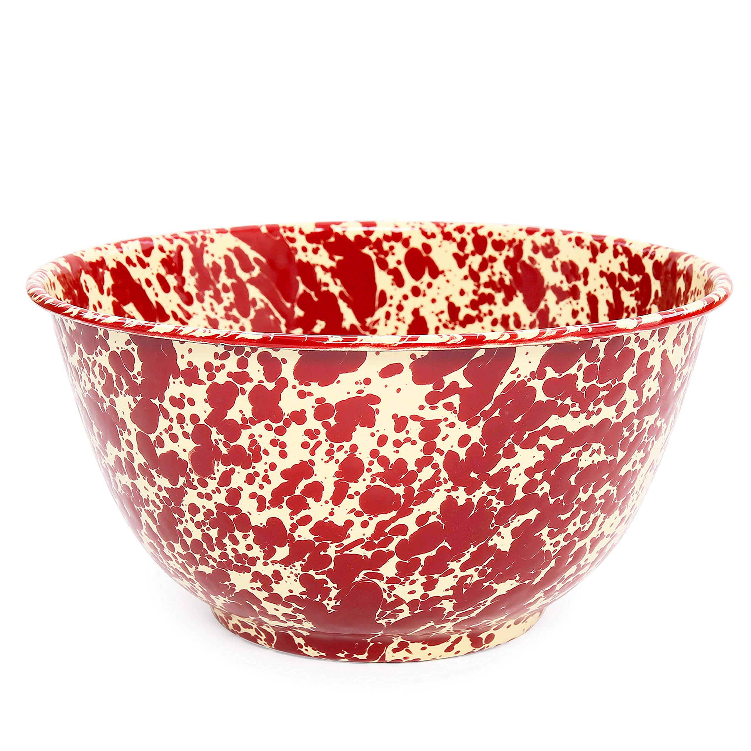 Crow Canyon Home - Large Burgundy Enamel Splatterware Salad Bowl - Ritoyou