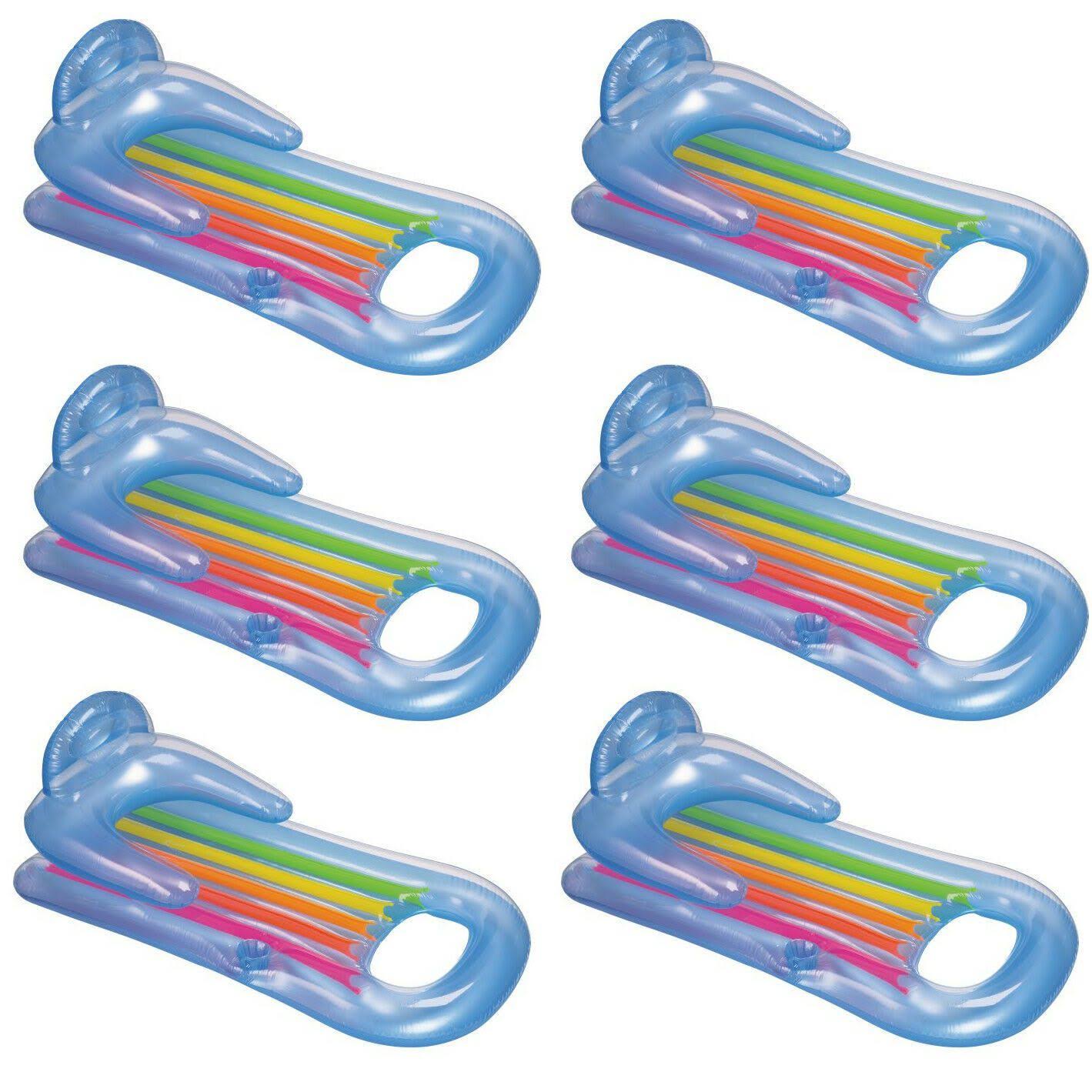 Intex King Kool Lounge Floating Swimming Pool Lounger with Cupholder (6 ...