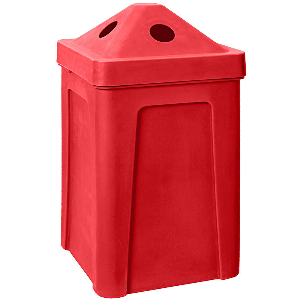 IRP 3251076 48 Gallon Red Stacking Pyramid Lid Square Recycle Bin - Ritoyou