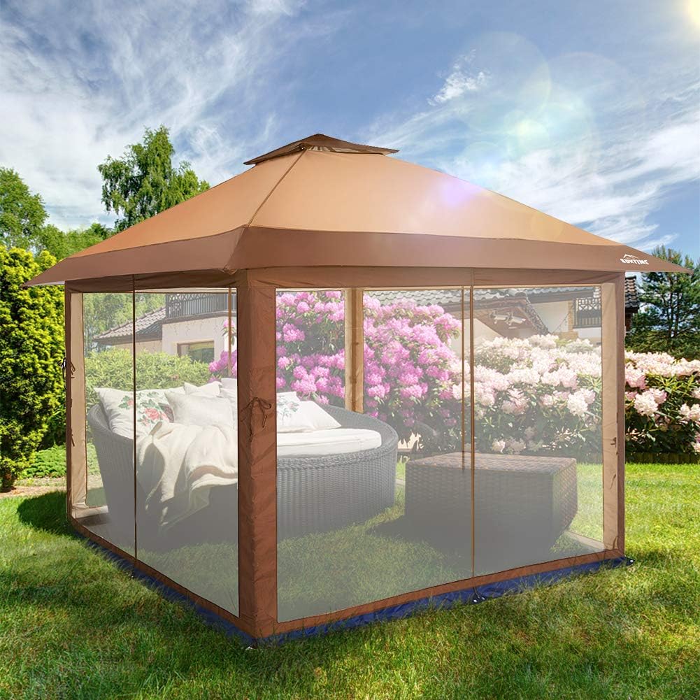 OUTDOOR LIVING SUNTIME Instant Pop Up Patio Gazebo with Full Netting ...