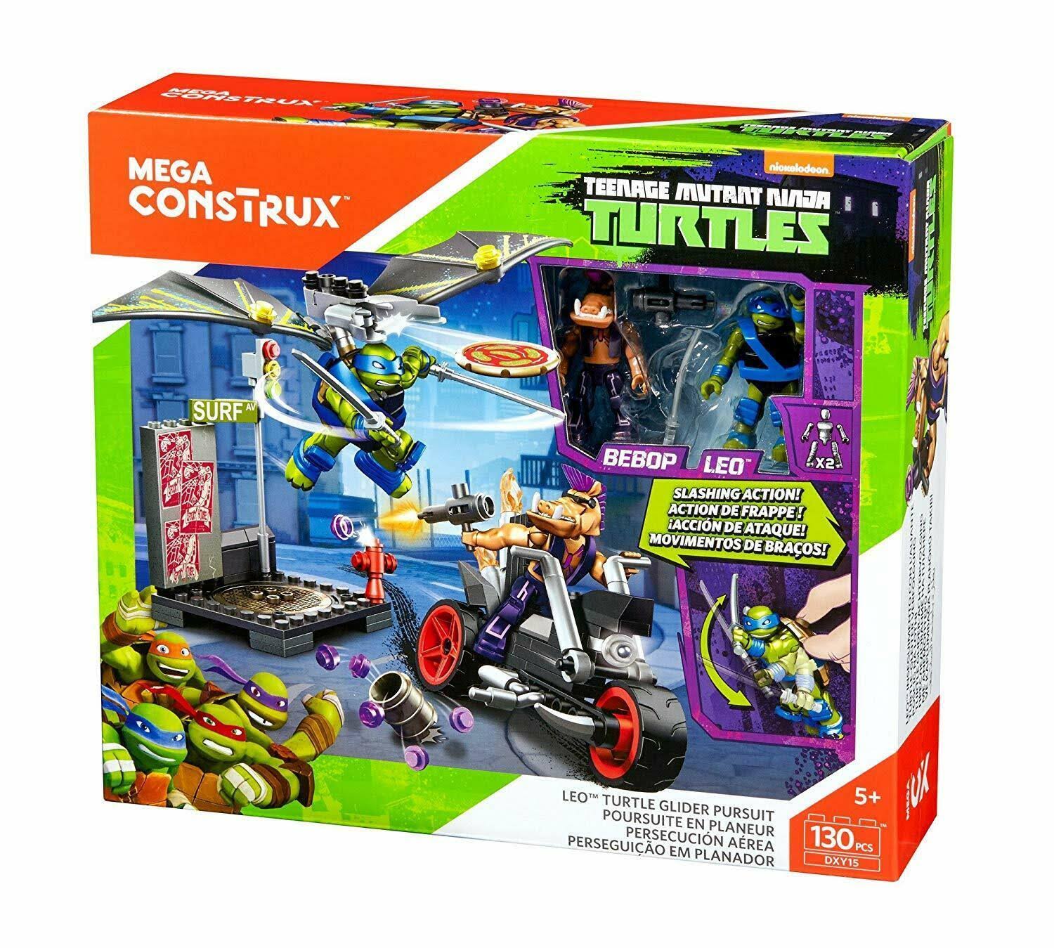 Mega Construx Teenage Mutant Ninja Turtles Leo Turtle Glider Pursuit ...