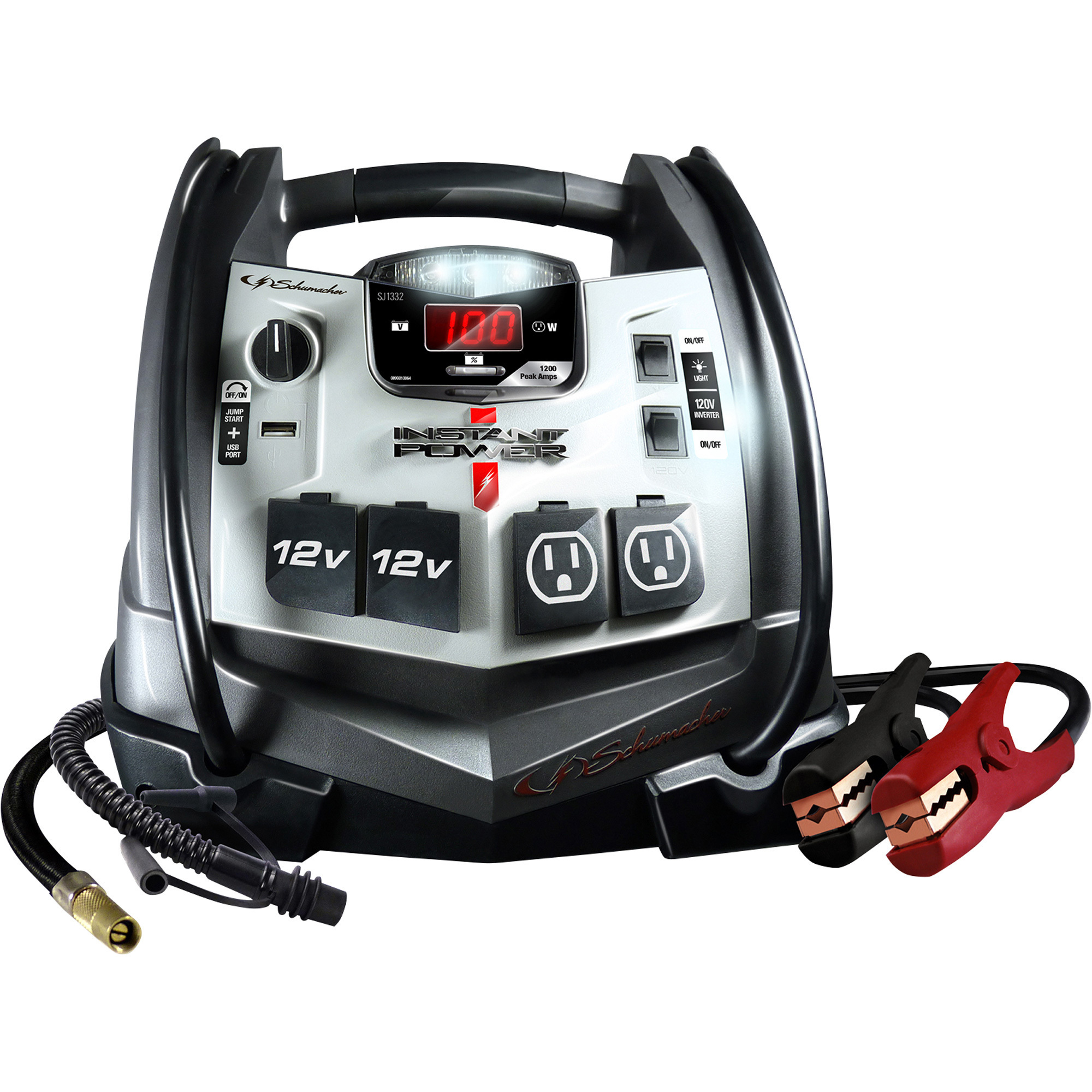 Schumacher Instant Power Portable Jump Starter with Air Compressor and ...