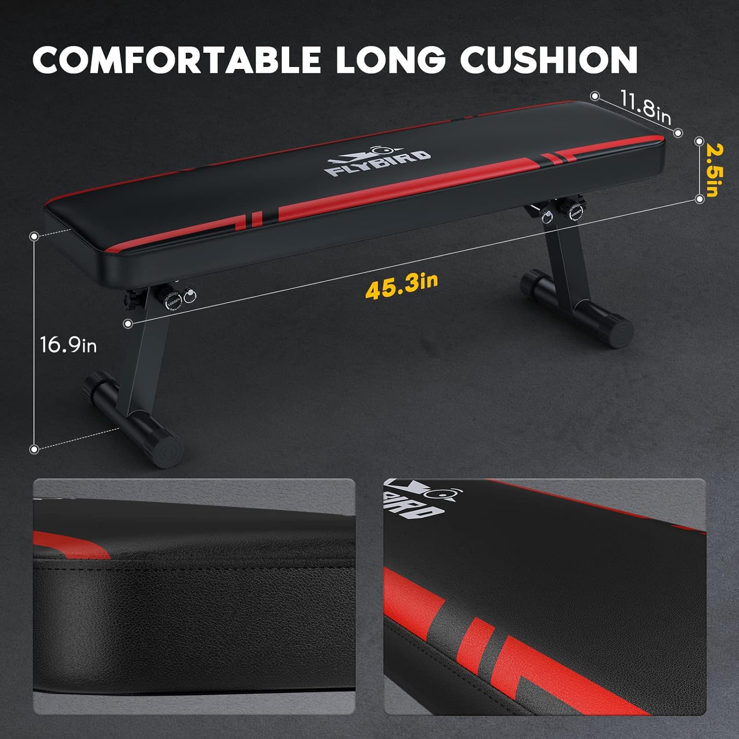 FLYBIRD Flat Weight Bench Foldable 1000 LBS Weight Capacity for ...